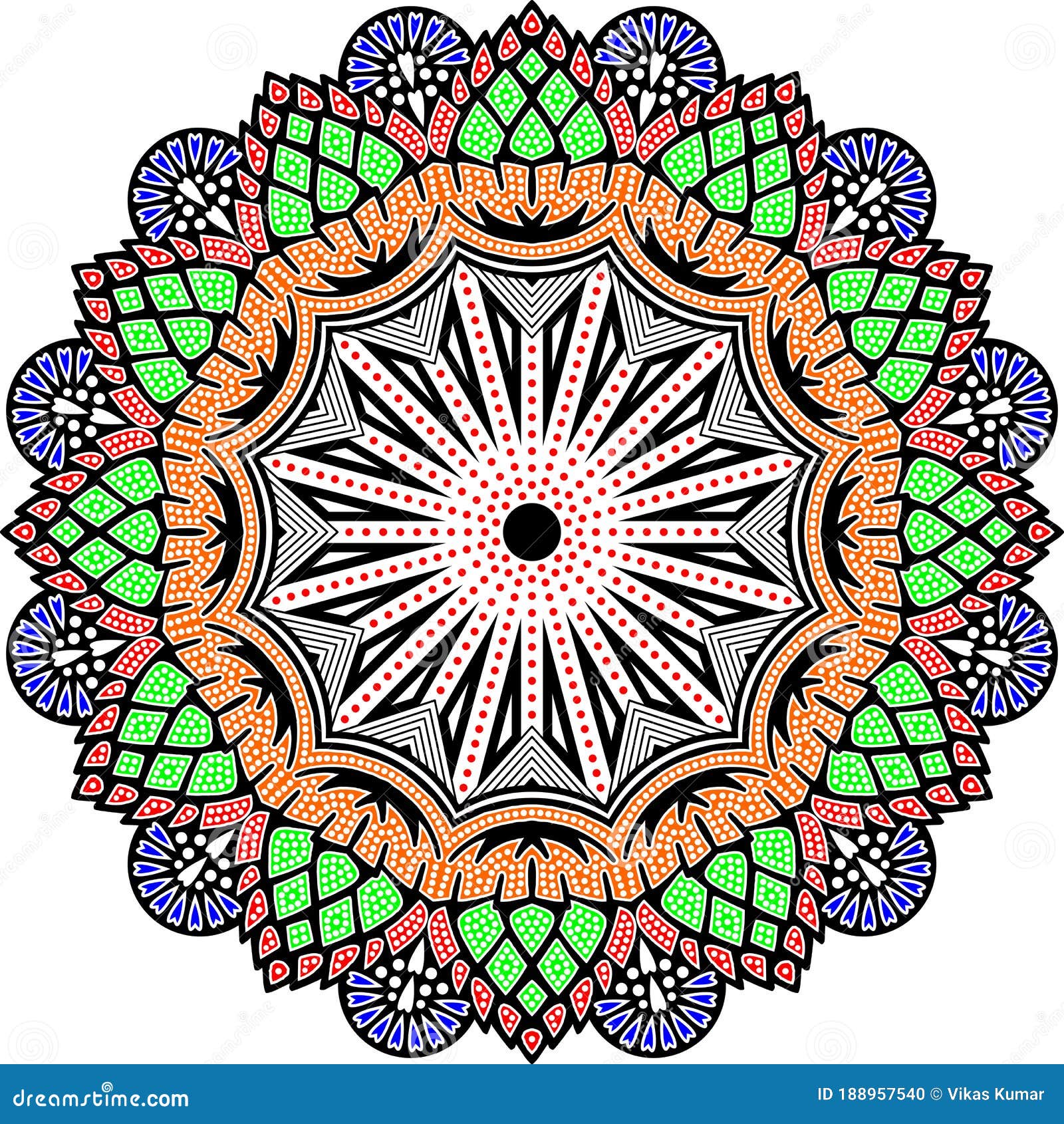 Colorful Vector Mandala Dots Small Circle Seamless Round Design Stock ...