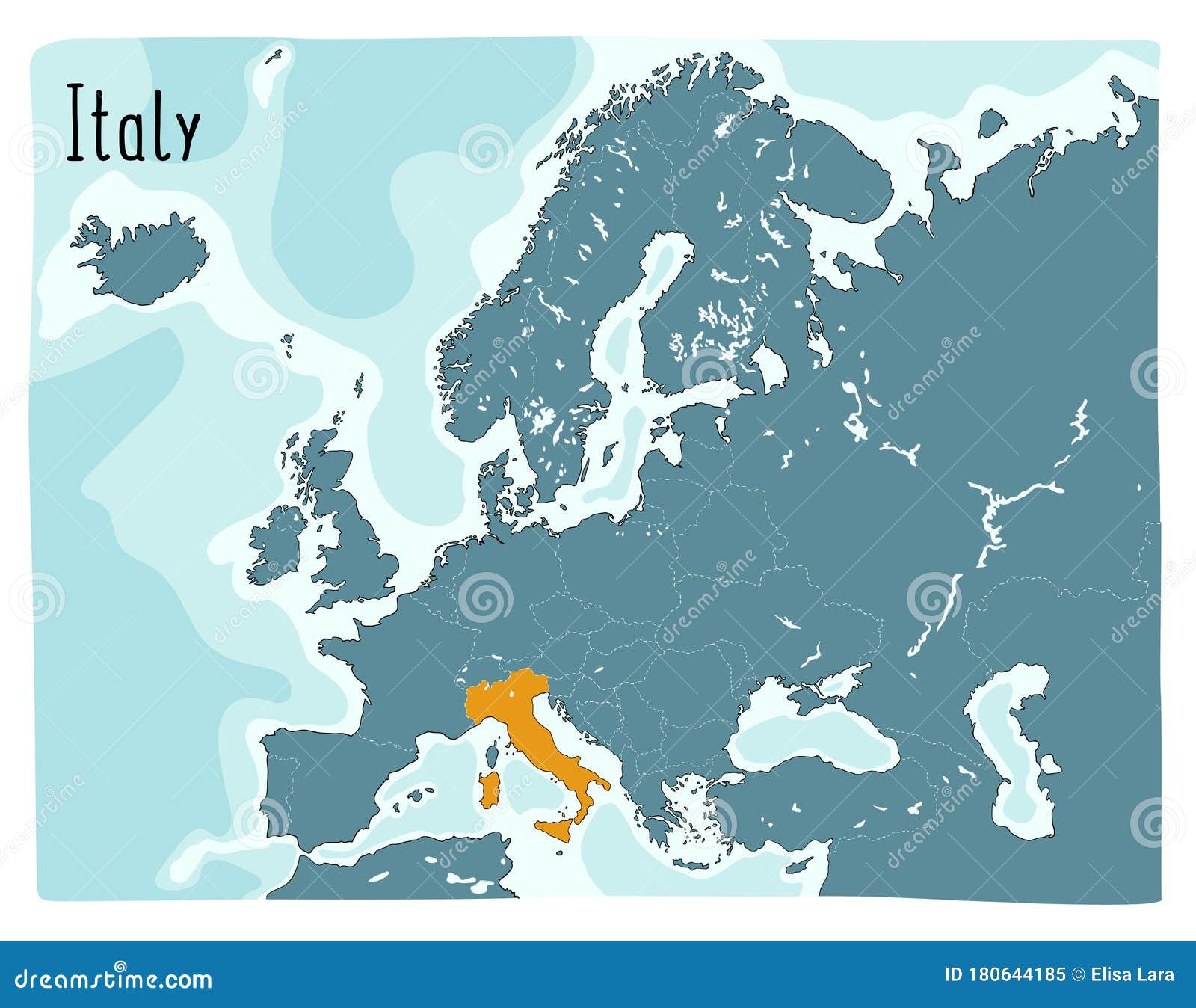 Colorful Vector Map of Italy Highlighted in Europe Stock Vector ...