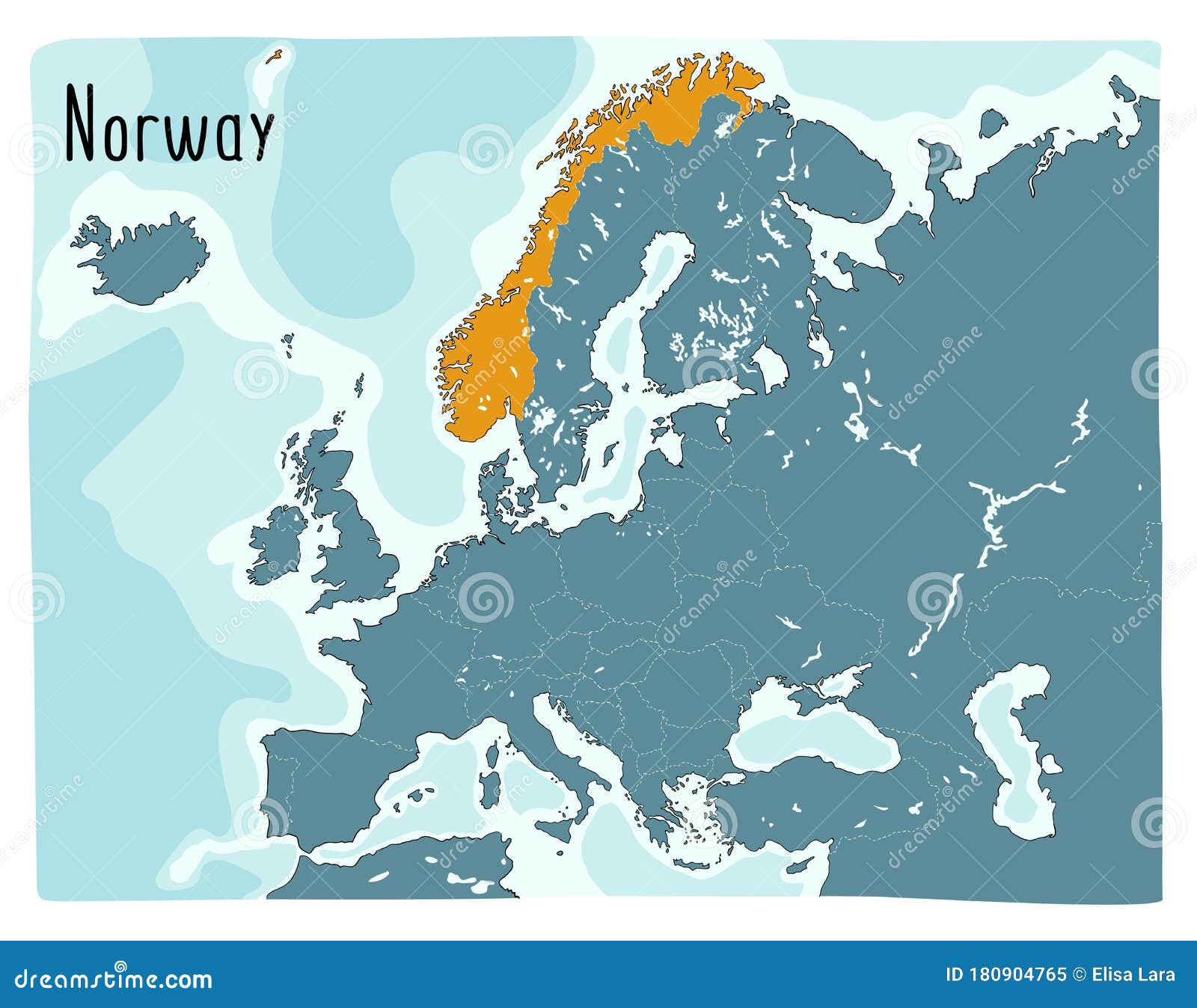 Colorful Vector Map of Norway Highlighted in Europe Stock Vector ...