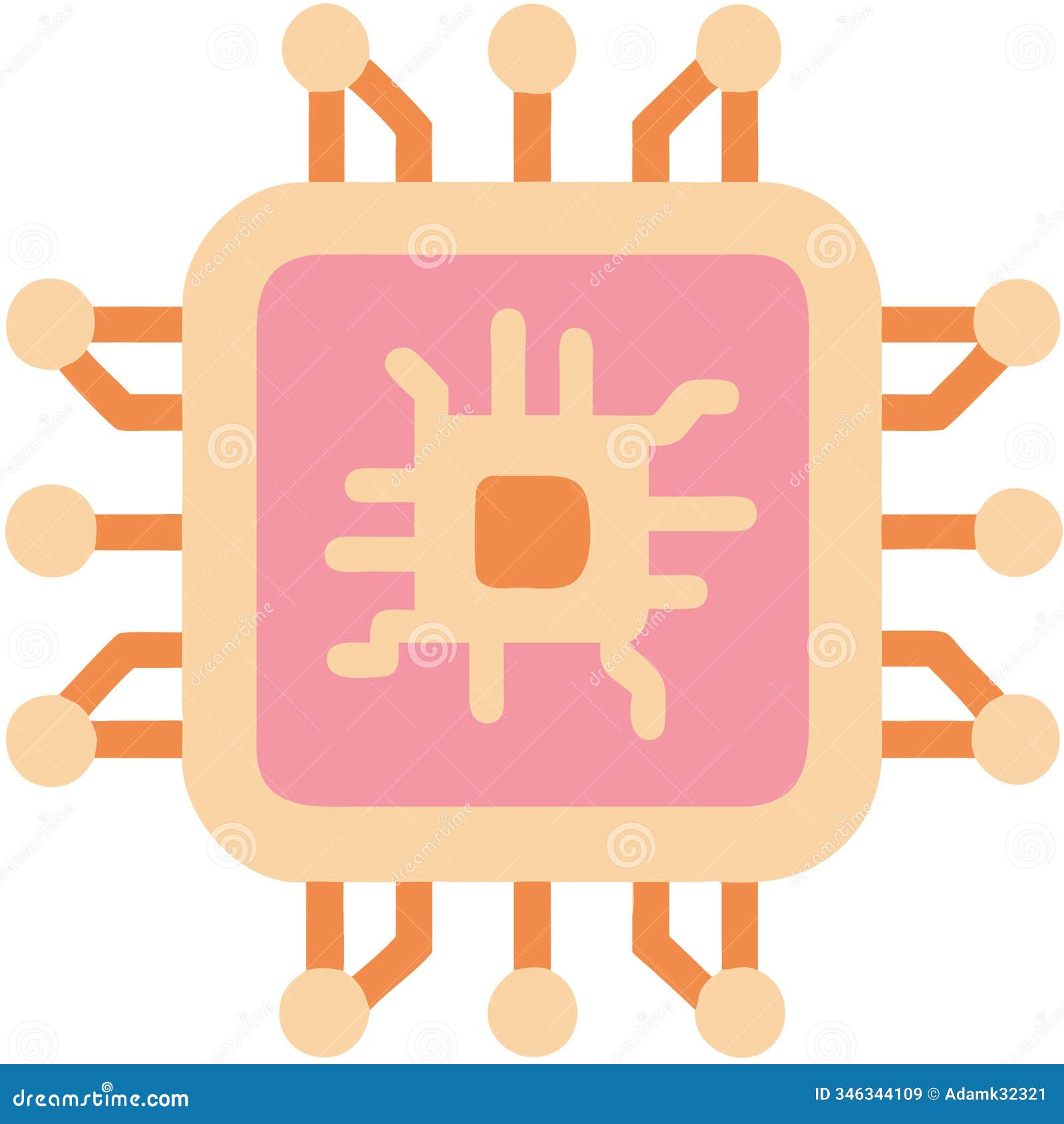 Colorful Vector Microchip Illustration Depicting Technology and Circuit ...