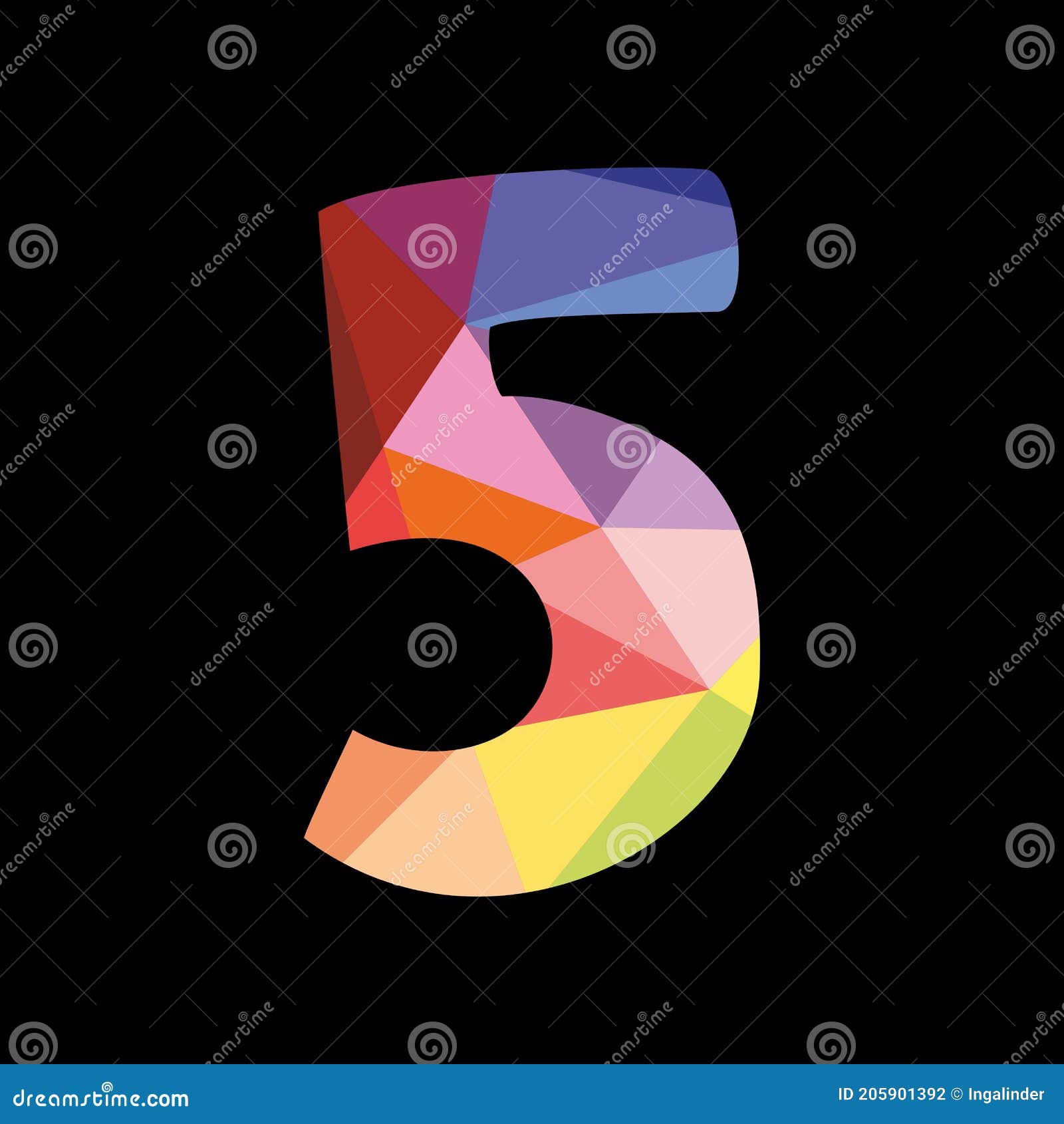 Vector Number 5 Isolated on Black Background Stock Vector ...