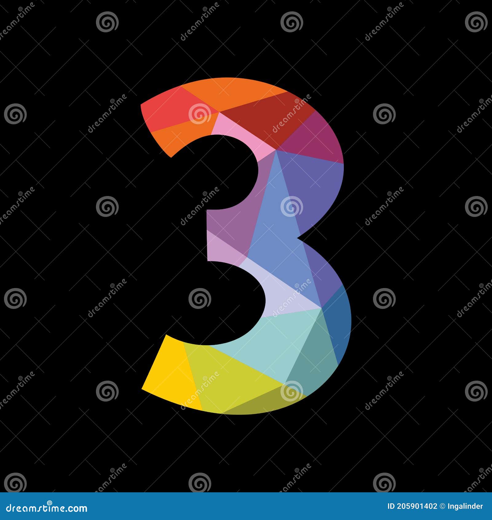 Vector Number 3 Isolated on Black Background Stock Vector ...