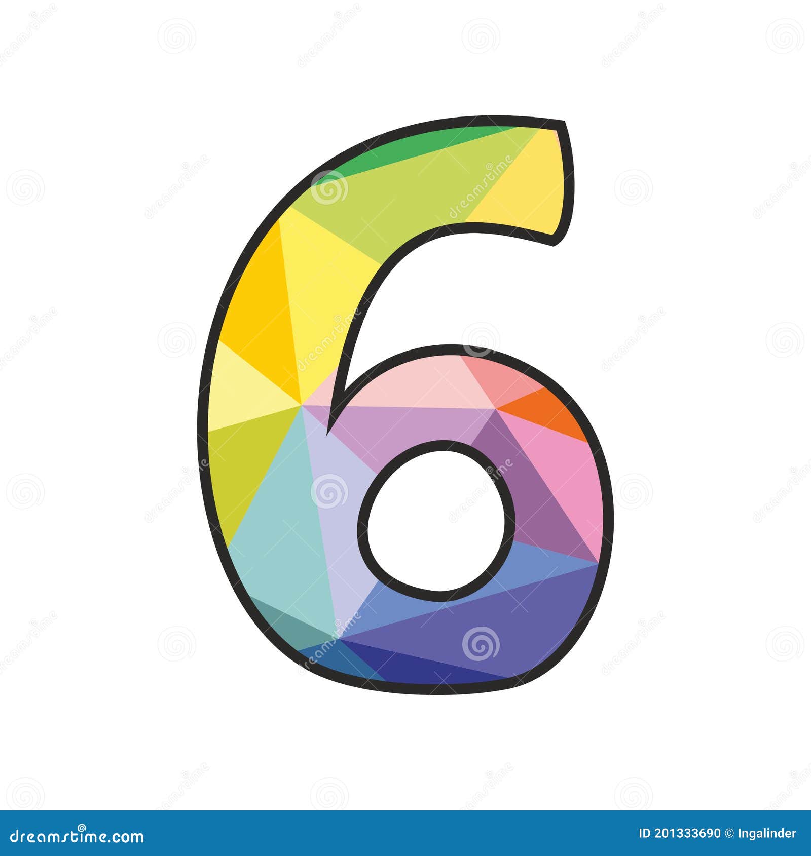 Colorful Vector Number 6 Isolated on White Background Stock Vector ...