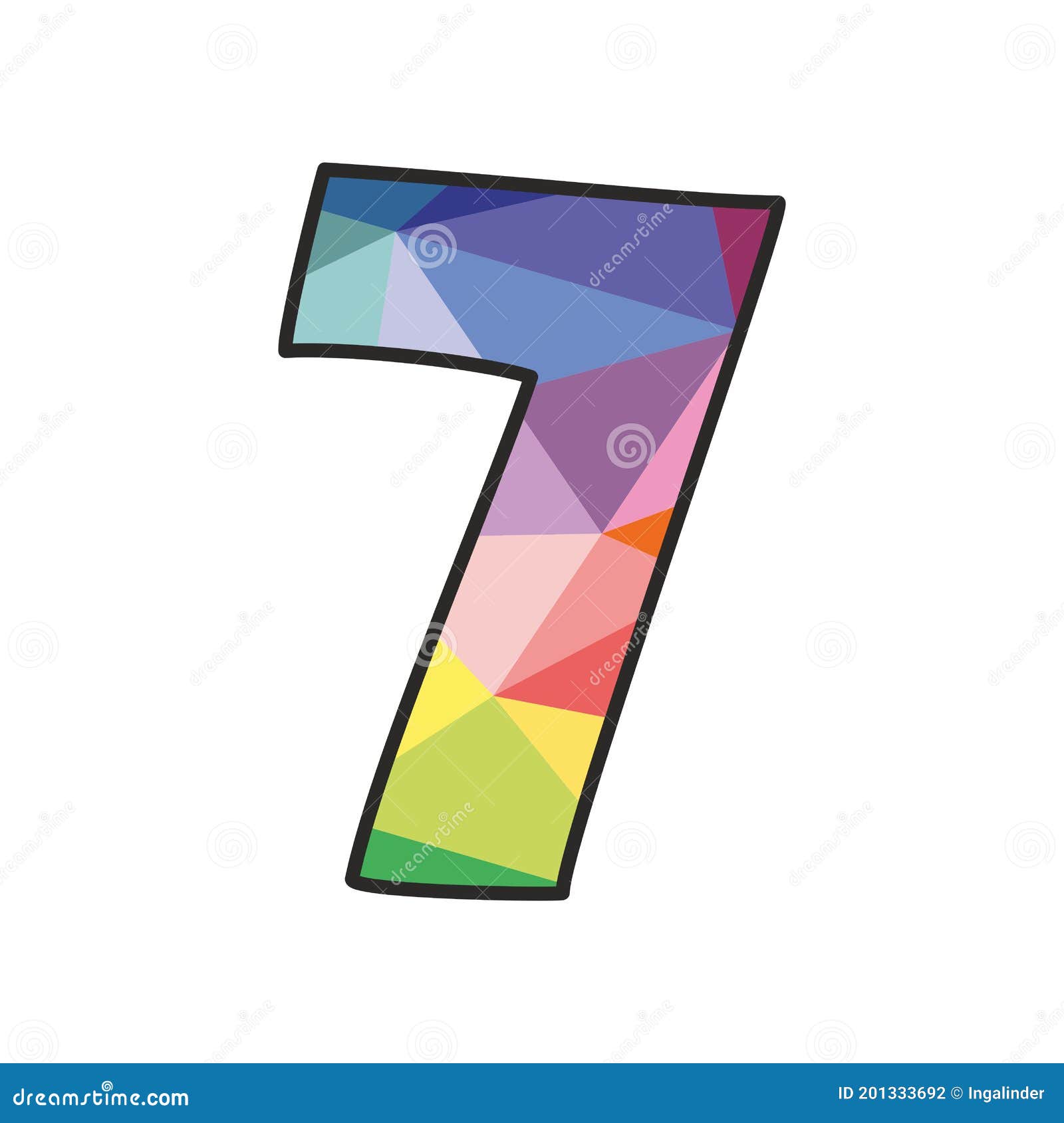 Colorful Vector Number 7 Isolated on White Background Stock Vector ...