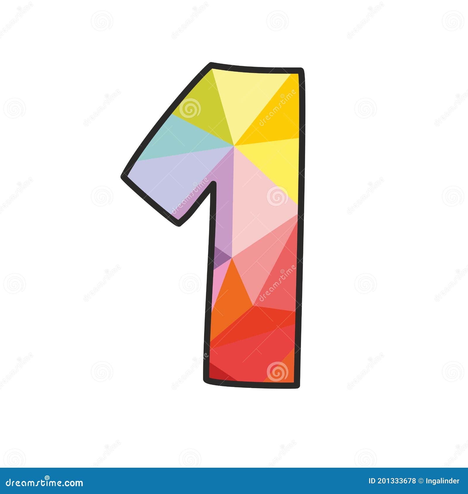 Colorful Vector Number 1 Isolated on White Background Stock Vector ...