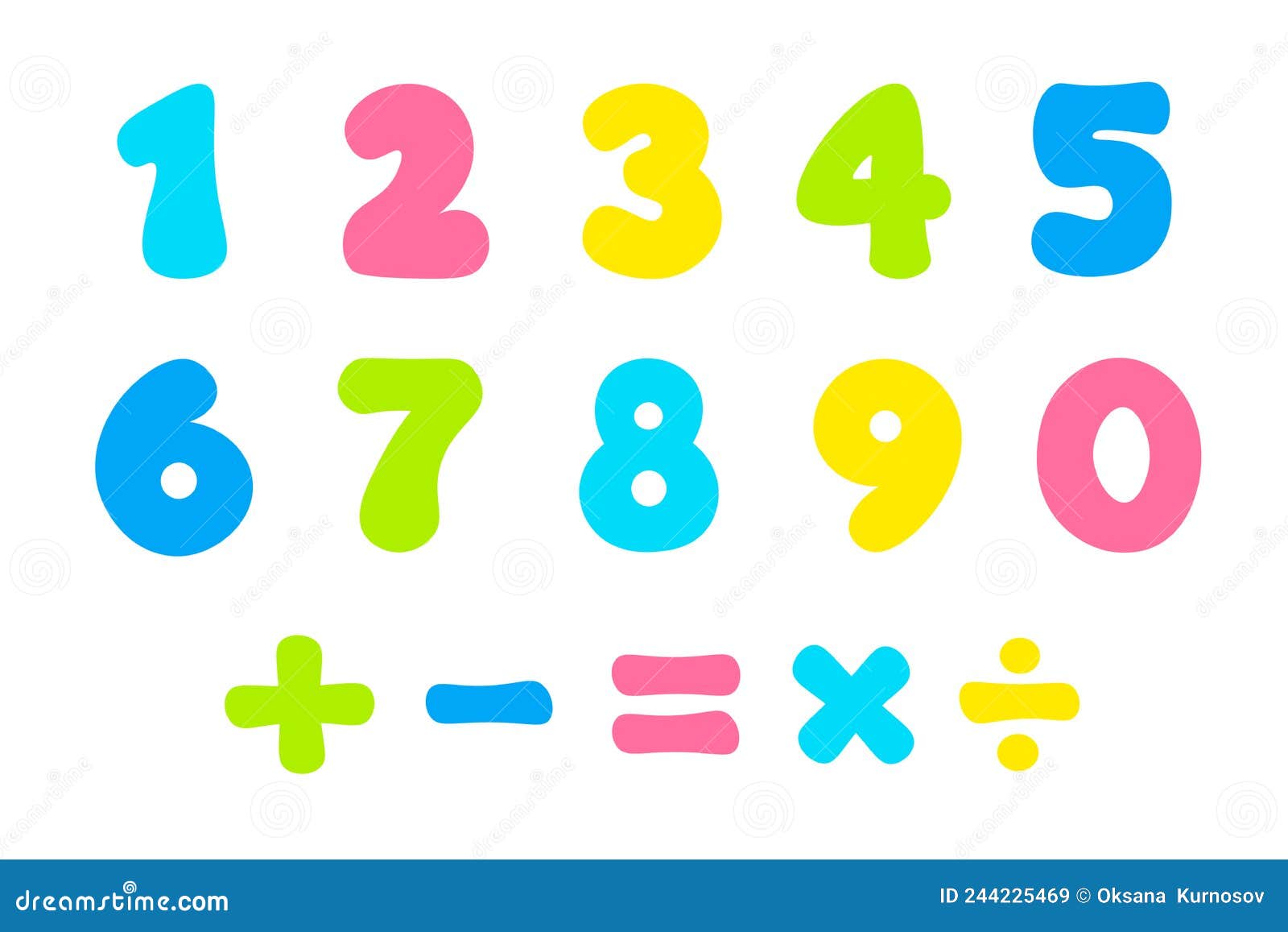 Colorful Vector Numbers Set and Mathematical Signs Stock Vector ... Colorful Vector Numbers Set and Mathematical Signs Stock Vector ...