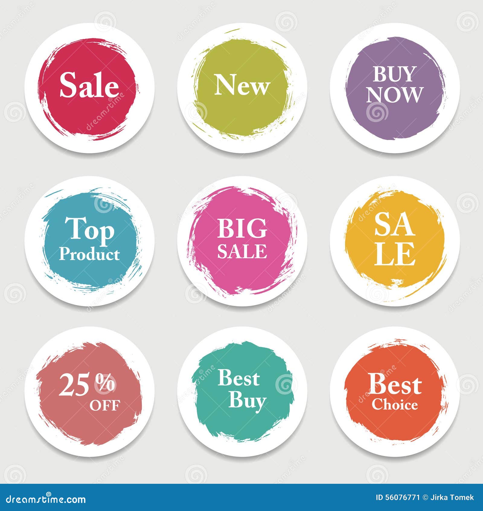 Colorful Vector Paper Circle, Sticker, Label, Banner with Brush Strokes ...