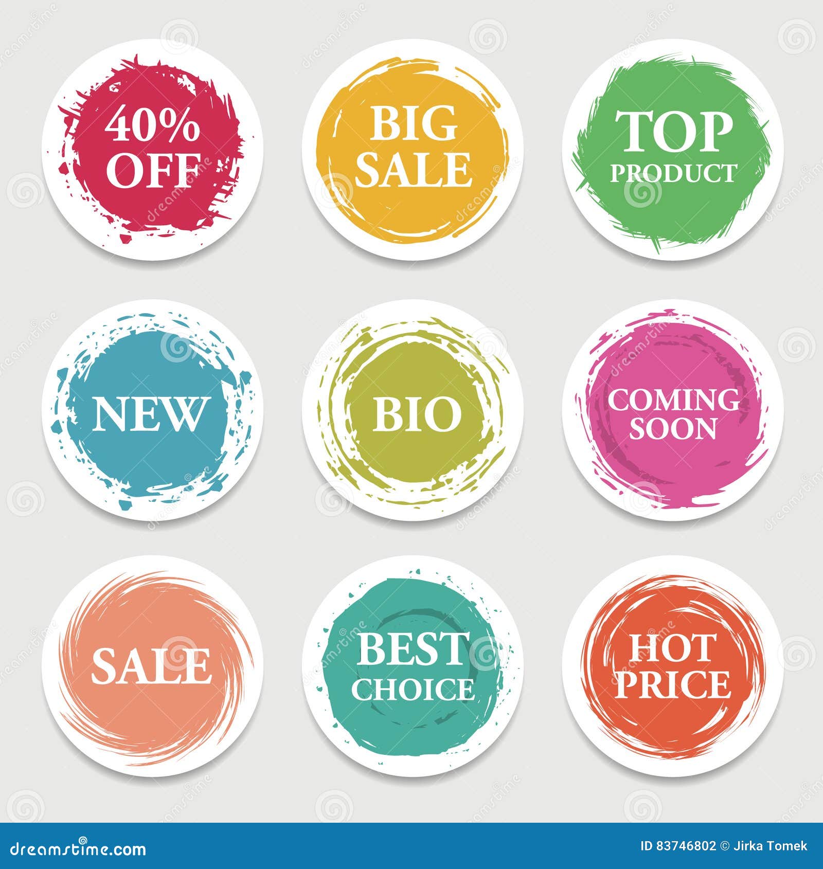 Colorful Vector Paper Circle, Sticker, Label, Banner With Brush Strokes ...