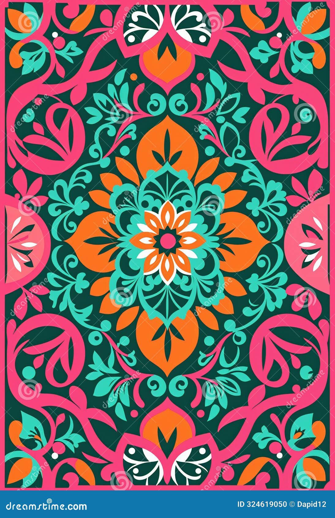 A Colorful Vector Pattern Design of Papel Picado in the Center of a Pink and Green Pattern Stock ...