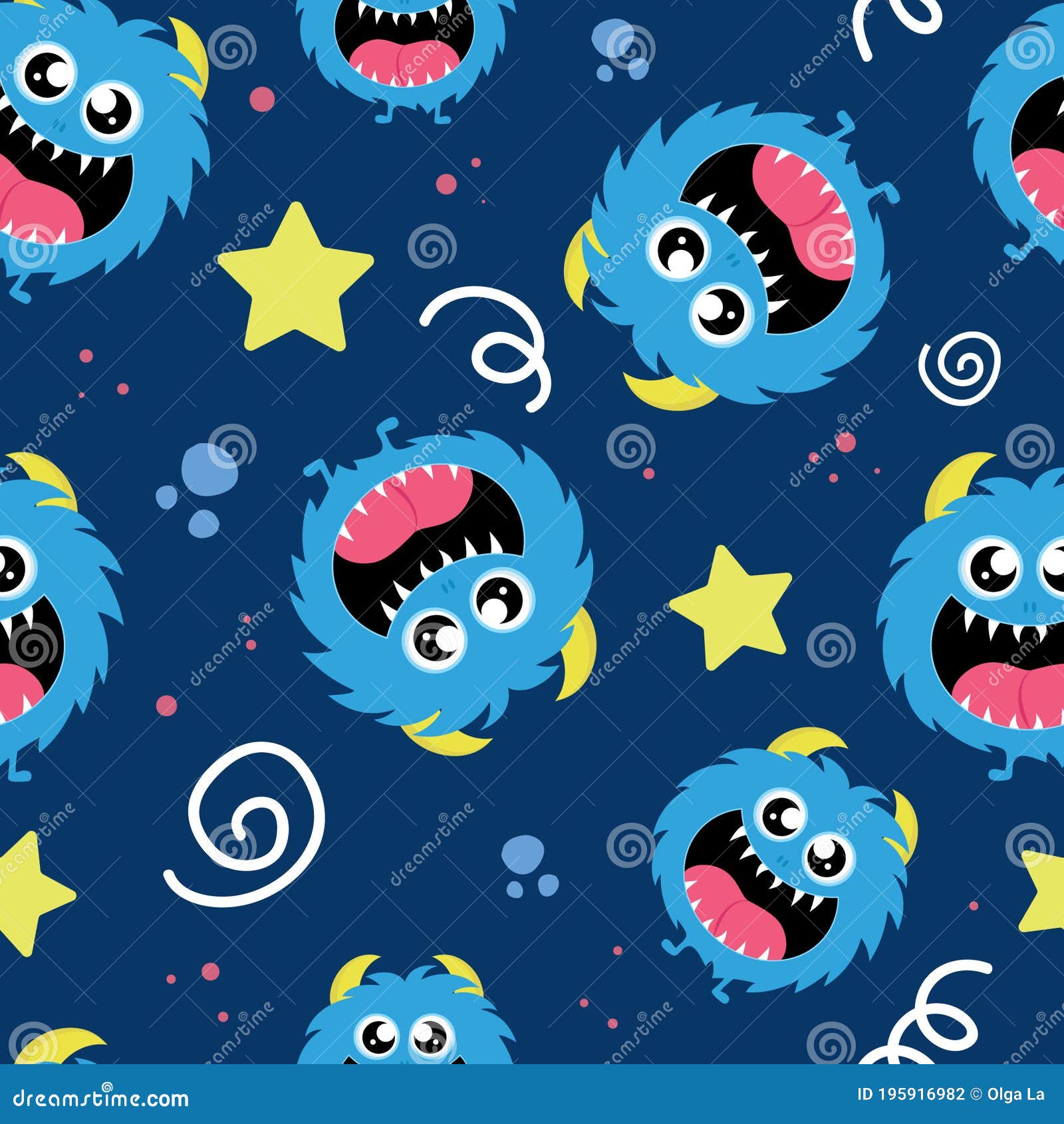 Colorful Vector Pattern with Funny Monsters Editorial Photography ...