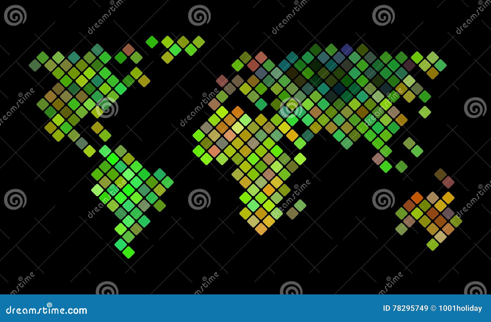 Colorful Vector Pixel World Map Stock Vector - Illustration of global ...