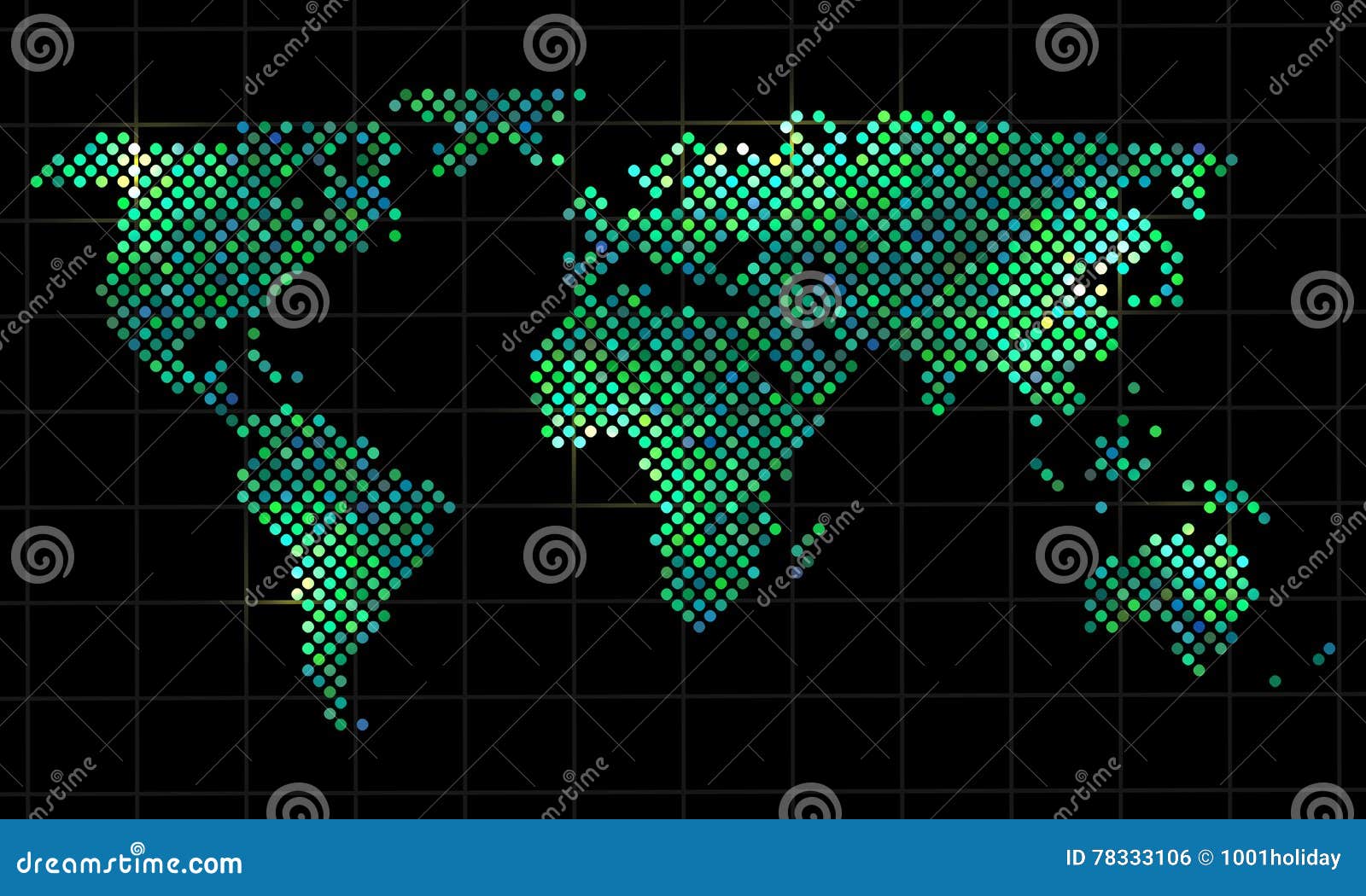 Colorful Vector Pixel World Map Stock Vector - Illustration of dotted ...