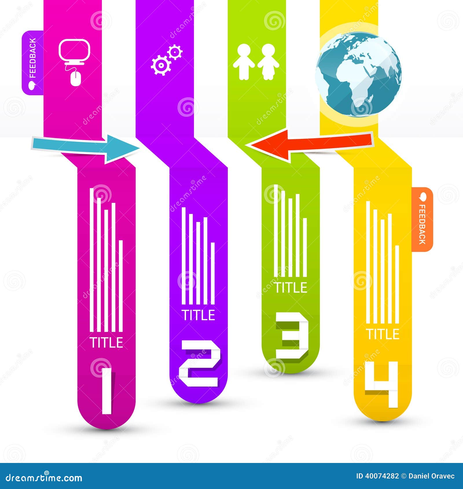 Colorful Vector Retro Paper Progress Steps for Tutorial Stock Vector ...