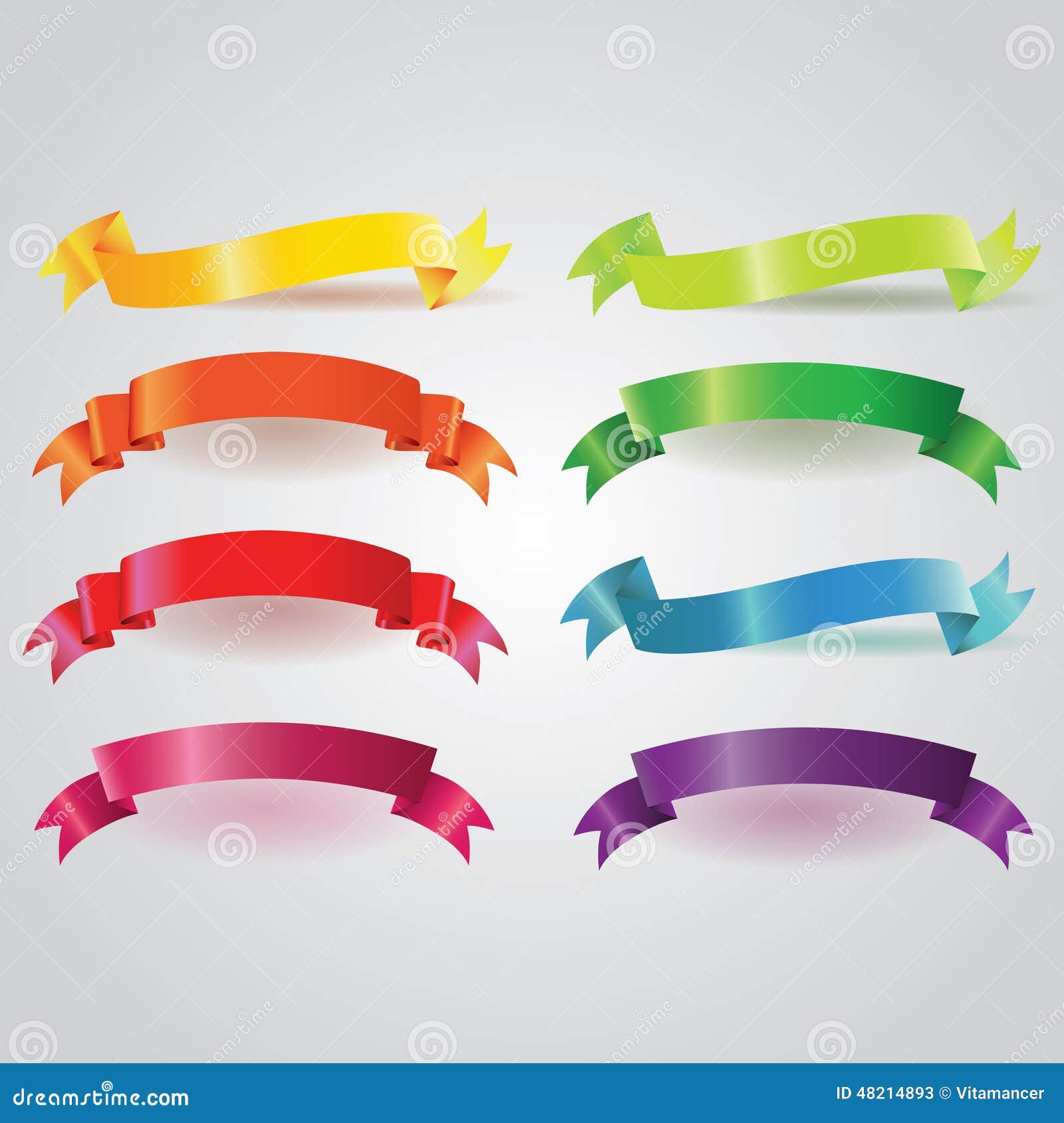 Colorful Vector Ribbons Set Stock Illustration - Illustration of summer ...