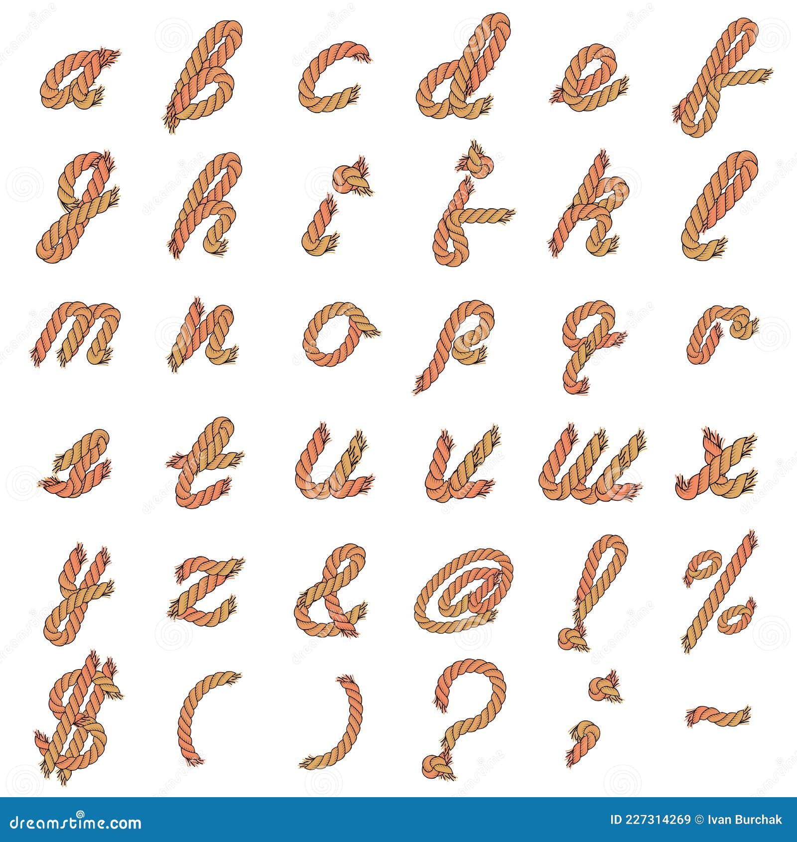 Colorful Vector Rope Alphabet Stock Vector - Illustration of symbol ...