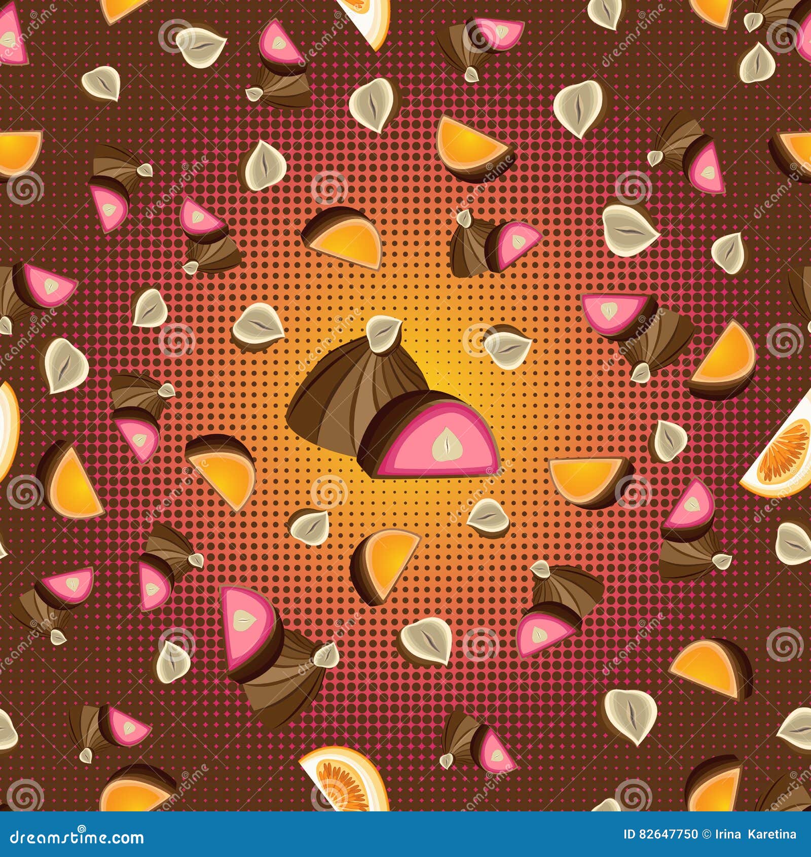 Colorful Vector Seamless Pattern Candy with Nuts Stock Vector ...