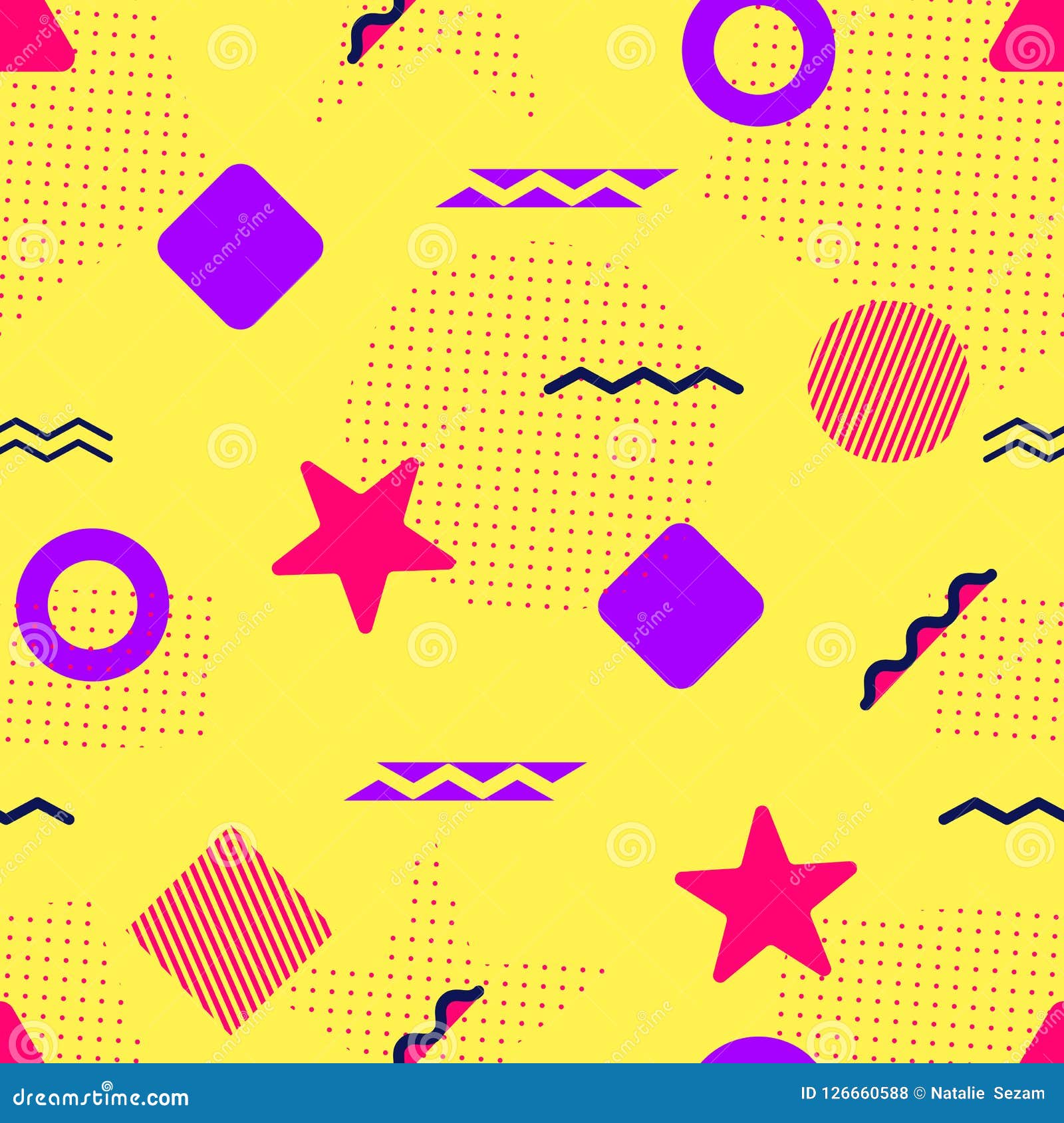 Colorful Vector Seamless Pattern. Memphis Geometric Shapes. Abstract ...