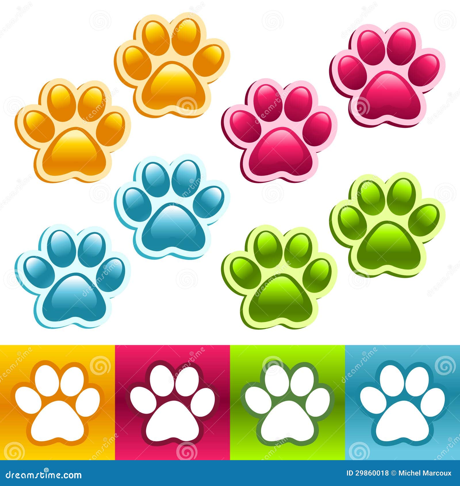 Colorful Animal Paws stock vector. Illustration of scrapbook - 29860018