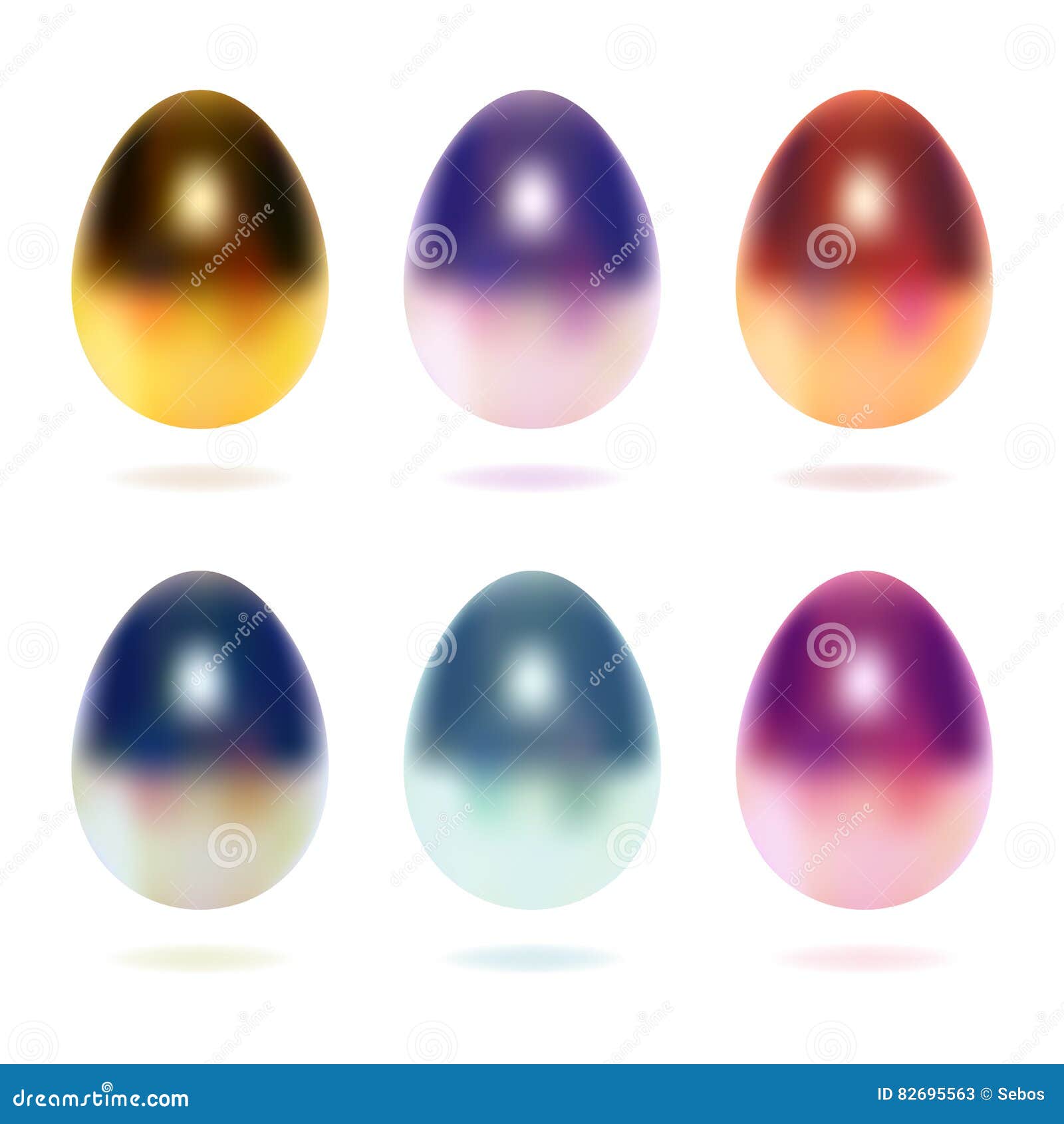 Colorful Vector Set Eggs. Created with Gradient Mesh. Isolated on White ...