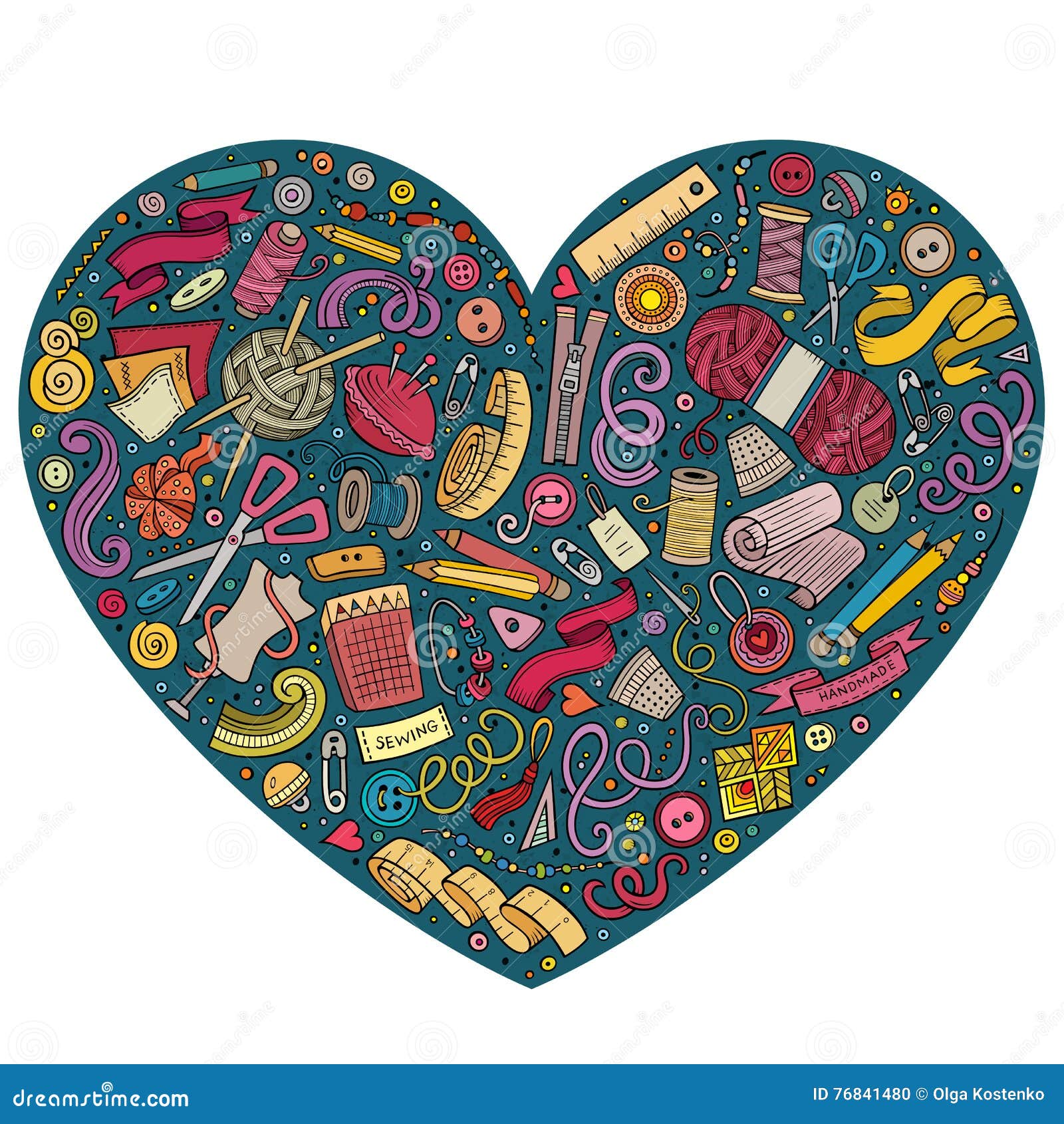 Colorful Vector Set of Handmade Cartoon Doodle Objects, Symbols and ...