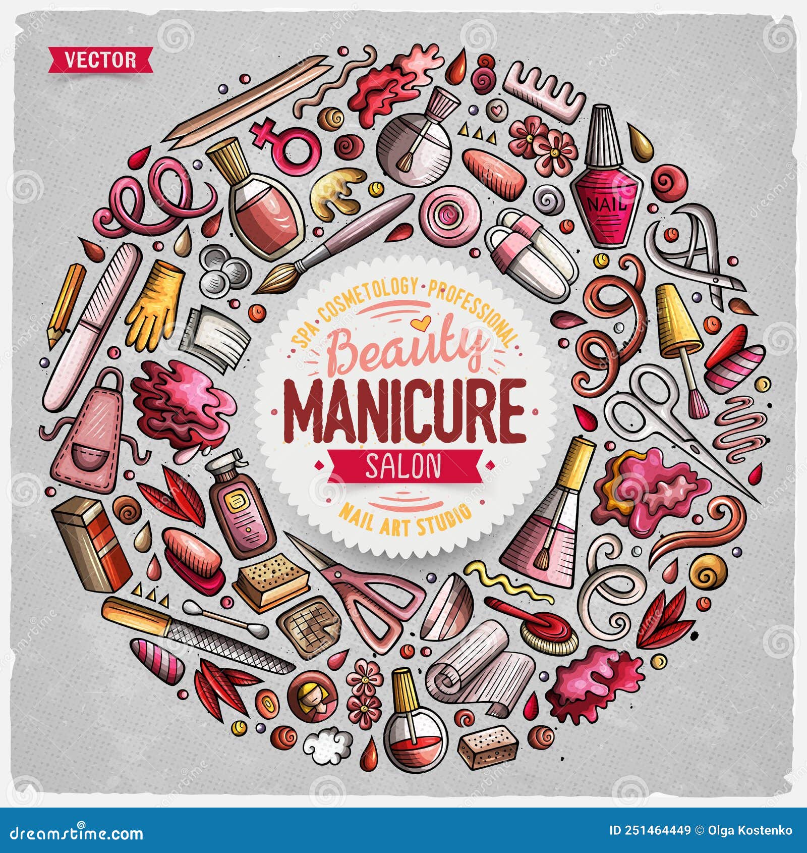 Set of Nail Salon Cartoon Doodle Objects, Symbols and Items Stock ...