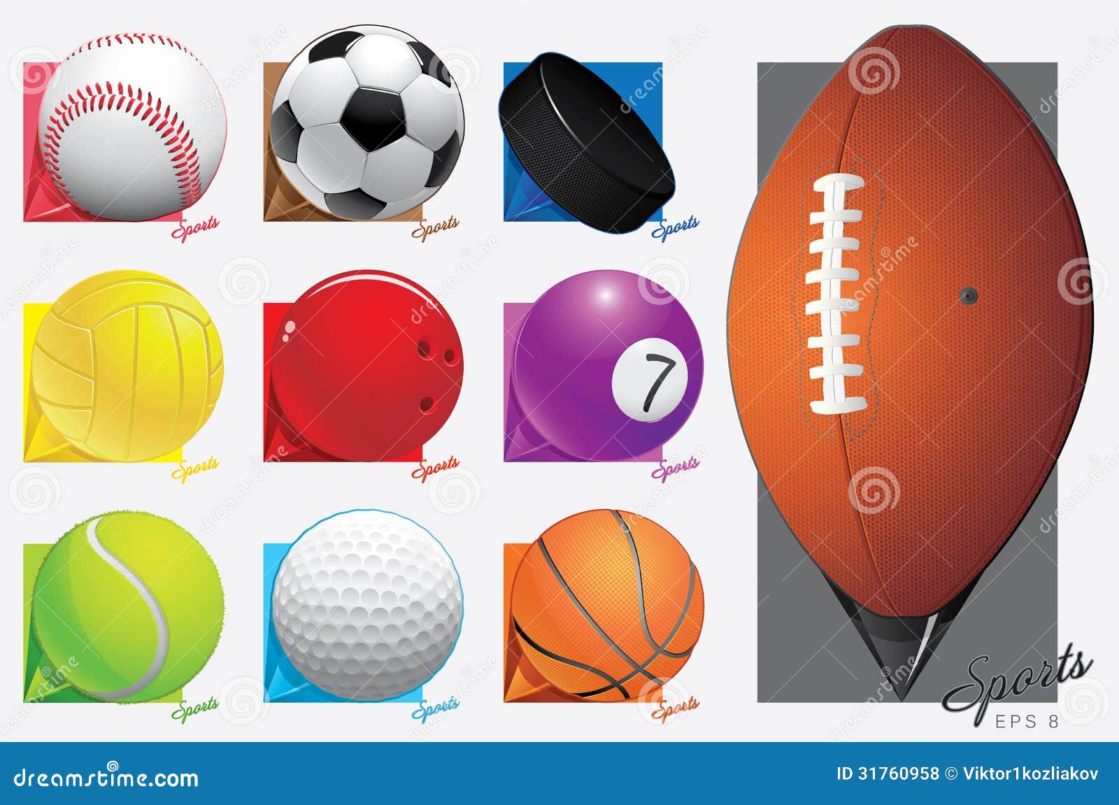 Colorful Vector Sport Balls. Map Pointer. Eps 8 Stock Vector ...