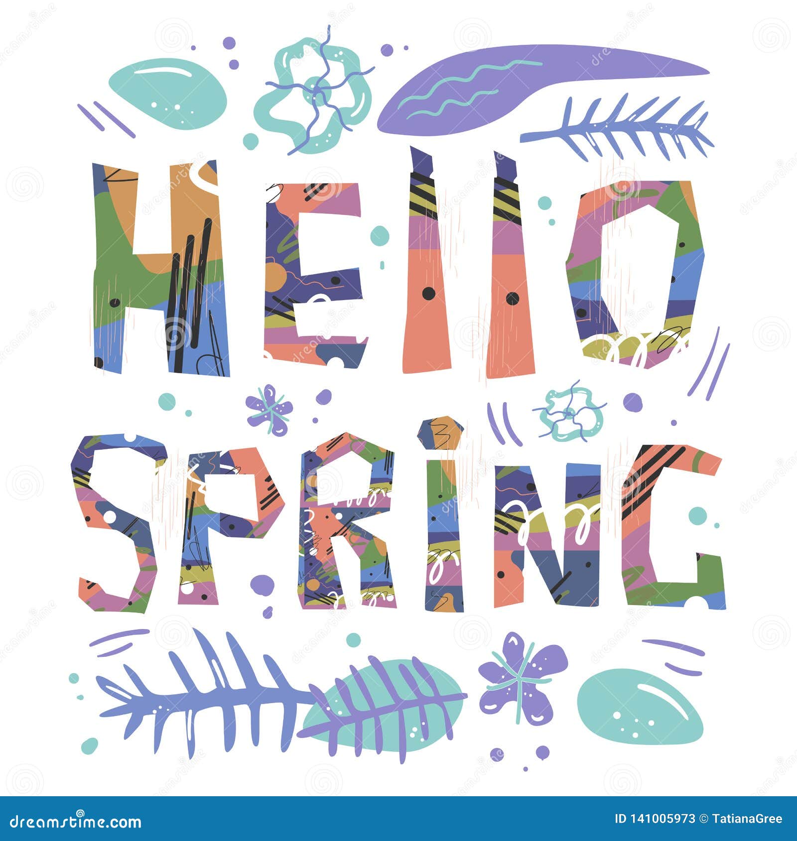 Colorful Vector Spring Illustration on White Background Stock Vector ...