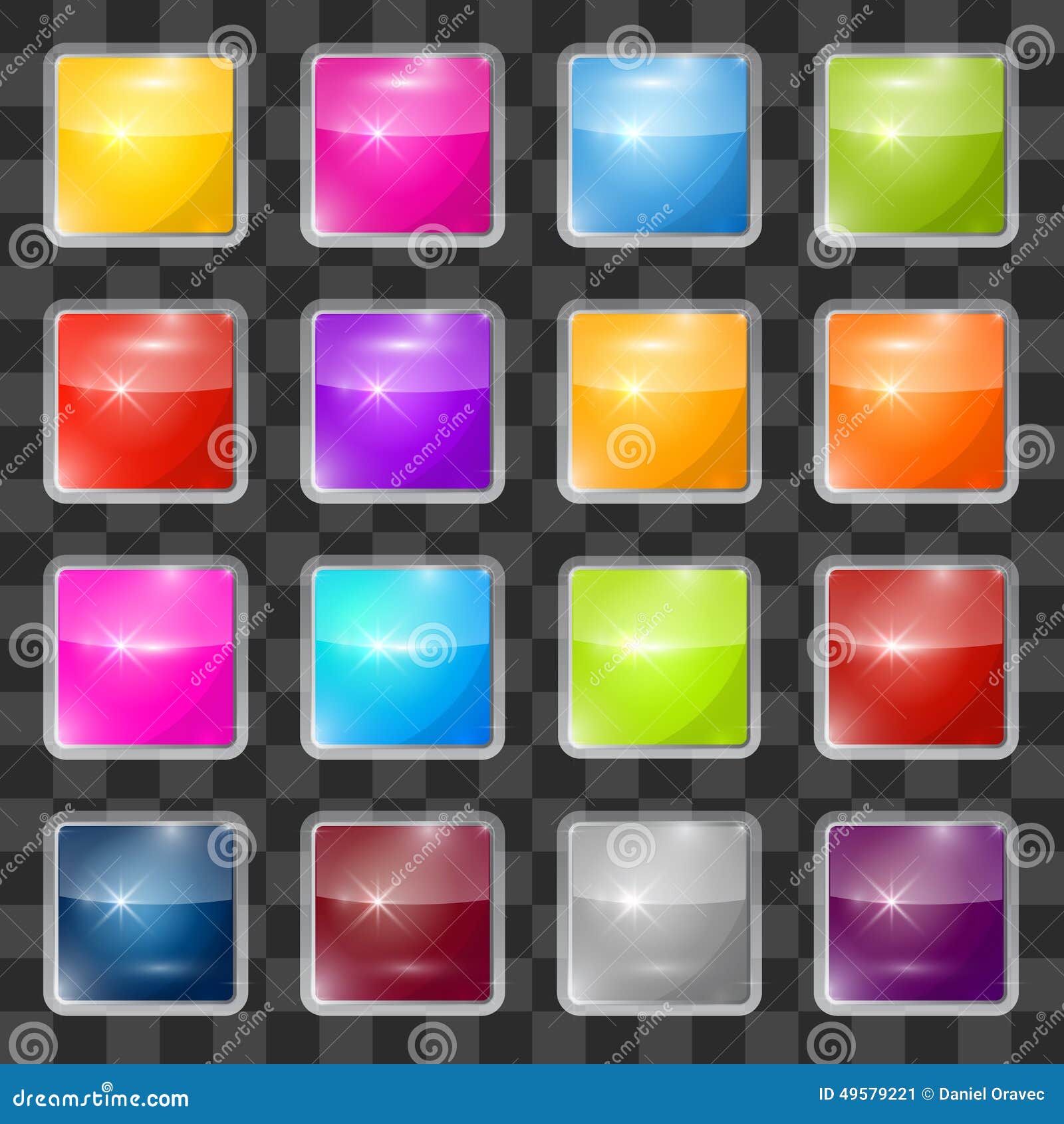 Colorful Vector Square Glass Buttons Set Stock Vector - Illustration of ...