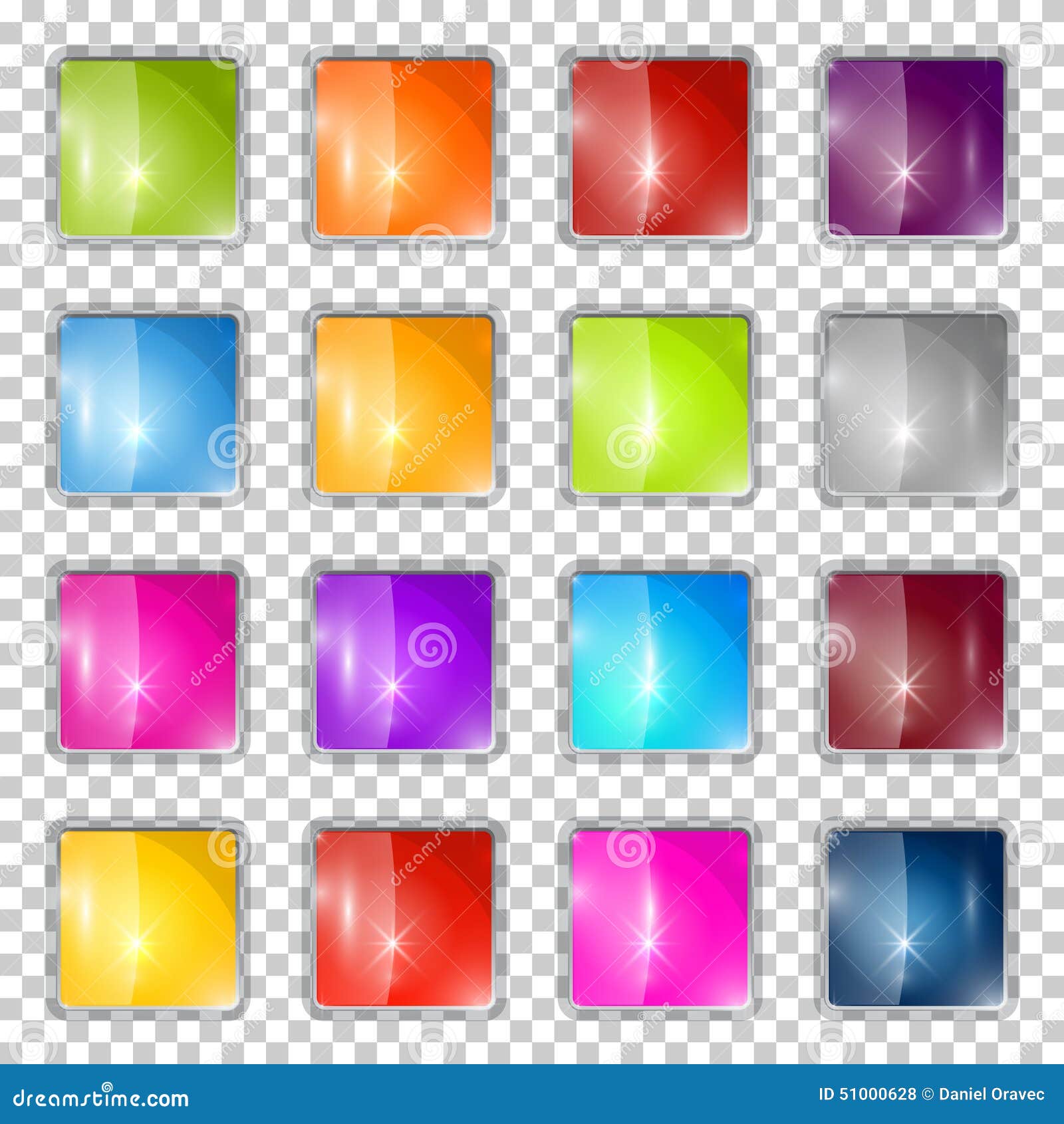 Colorful Vector Square Glass Buttons Set Stock Illustration ...