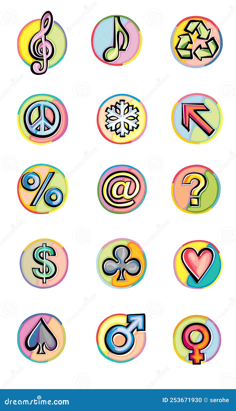 Colorful Vector Symbols in White Background Stock Vector - Illustration ...