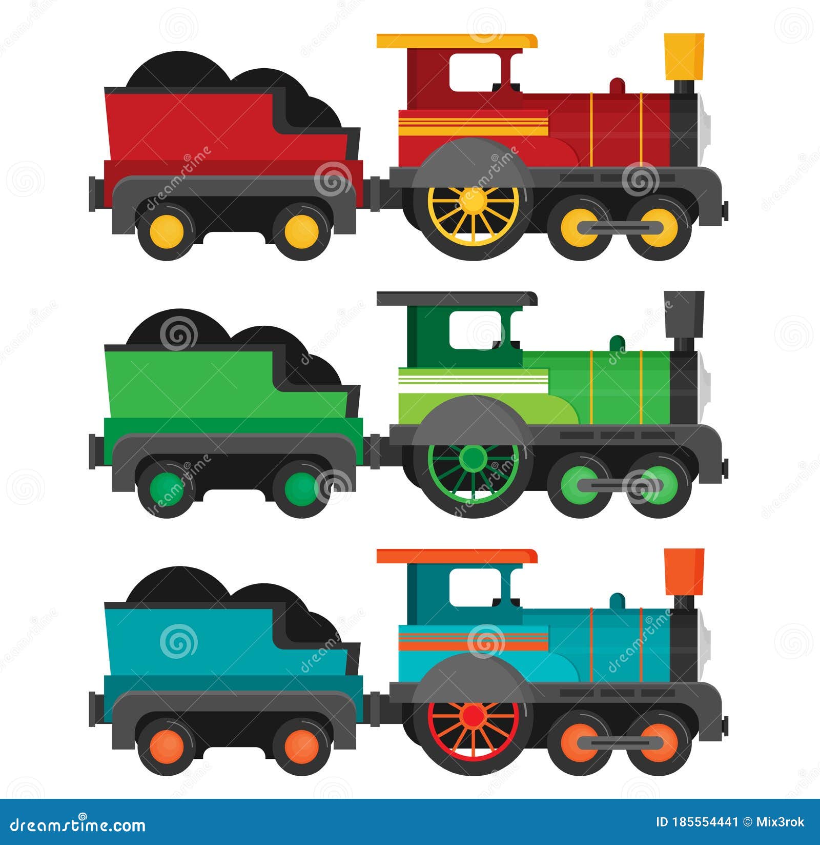 Colorful Vector Train. Flat Style Stock Vector - Illustration of ...