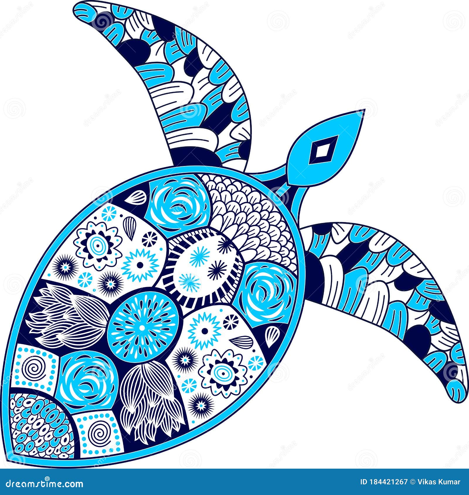 Colorful Vector Sea Animal Turtle Design. Stock Vector - Illustration ...