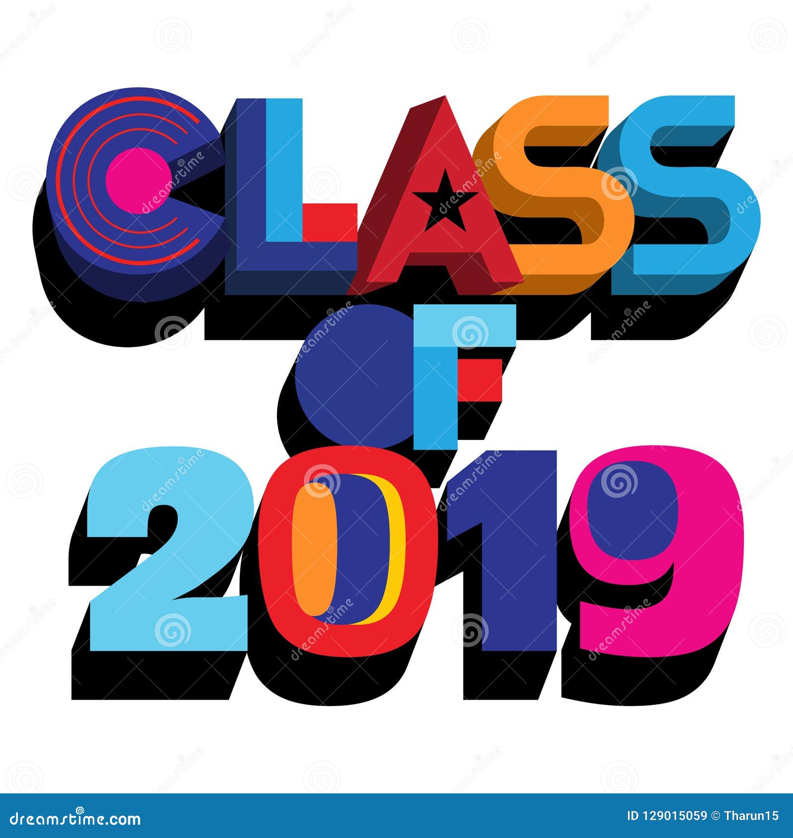 Colorful Vector Typography Illustration of Class of 2019 Stock Vector ...