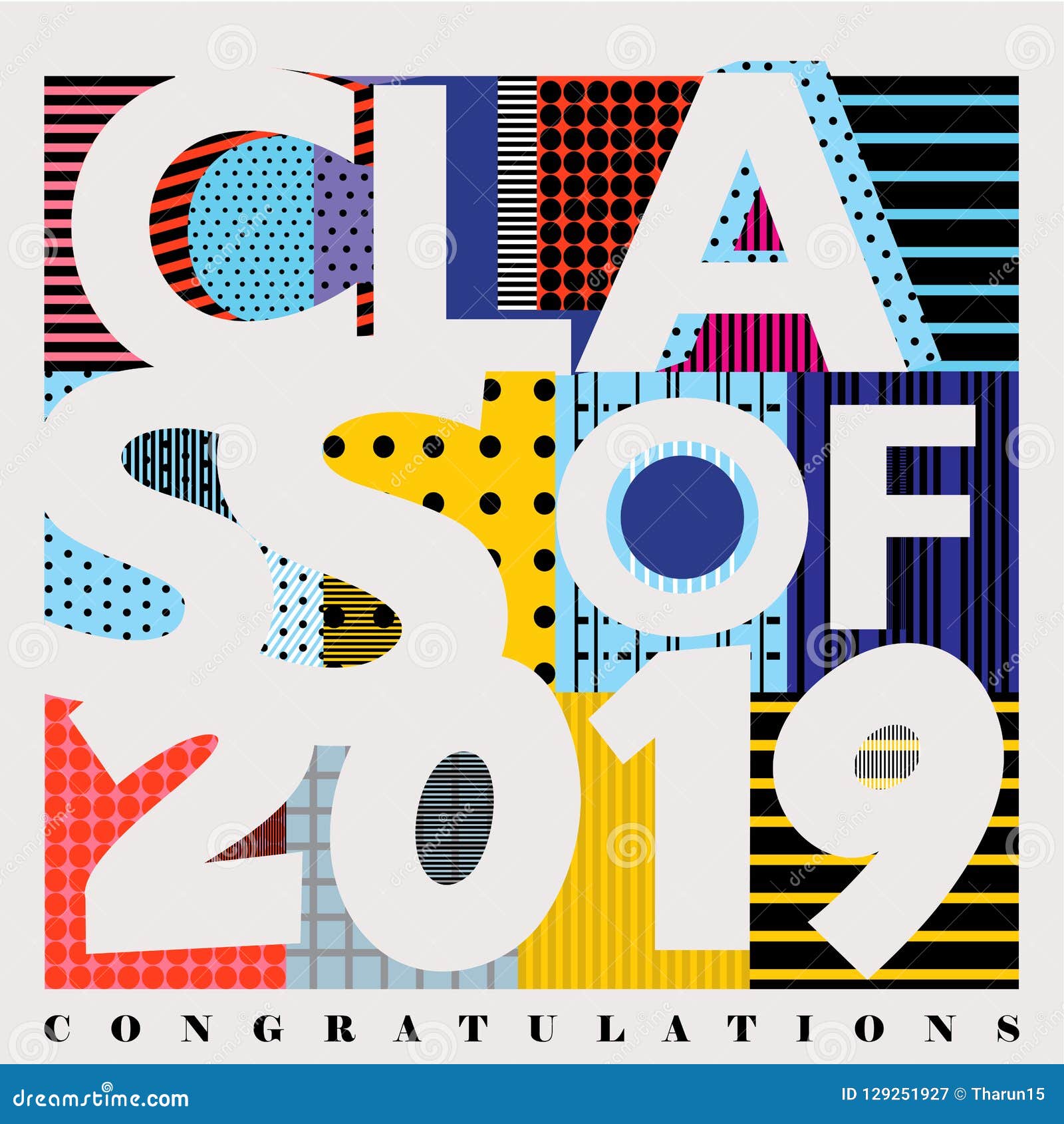 Colorful Vector Typography Illustration of Class of 2019 Designed with ...