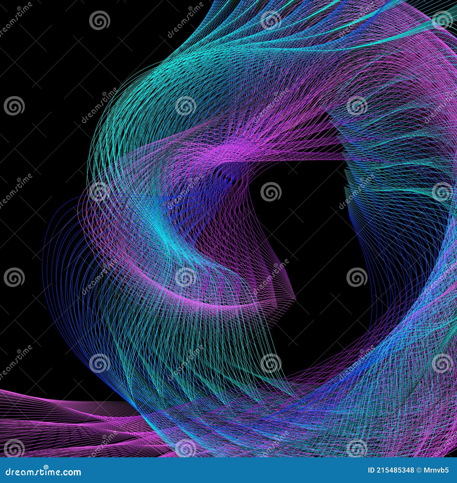 Colorful Vector Wave on Black Background. Stylish Dynamic Movement of ...