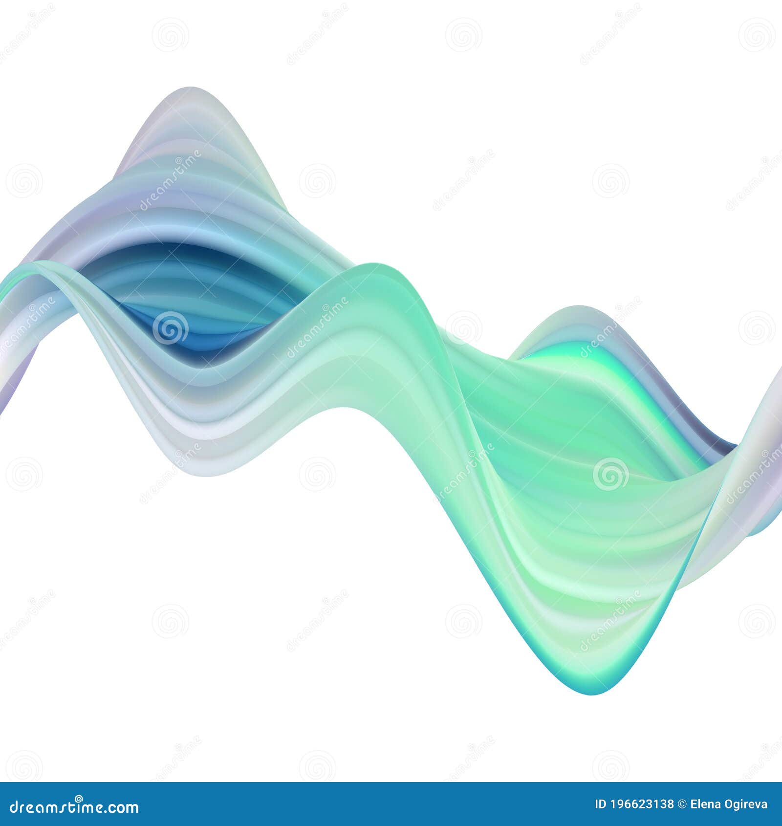 Colorful Vector Wavy Liquid Lines. Blue and Green Wave. Stock Vector ...