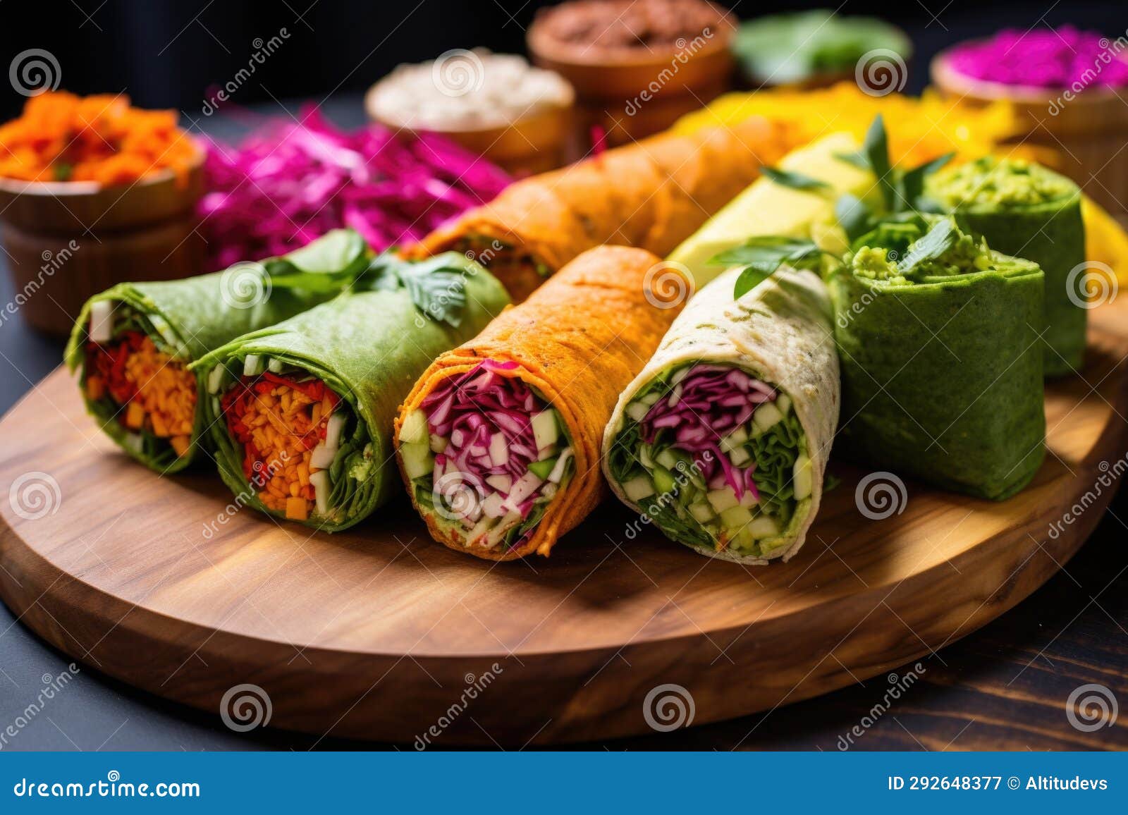 Colorful Vegetable Fillings for Shawarma on a Chopping Board Stock ...