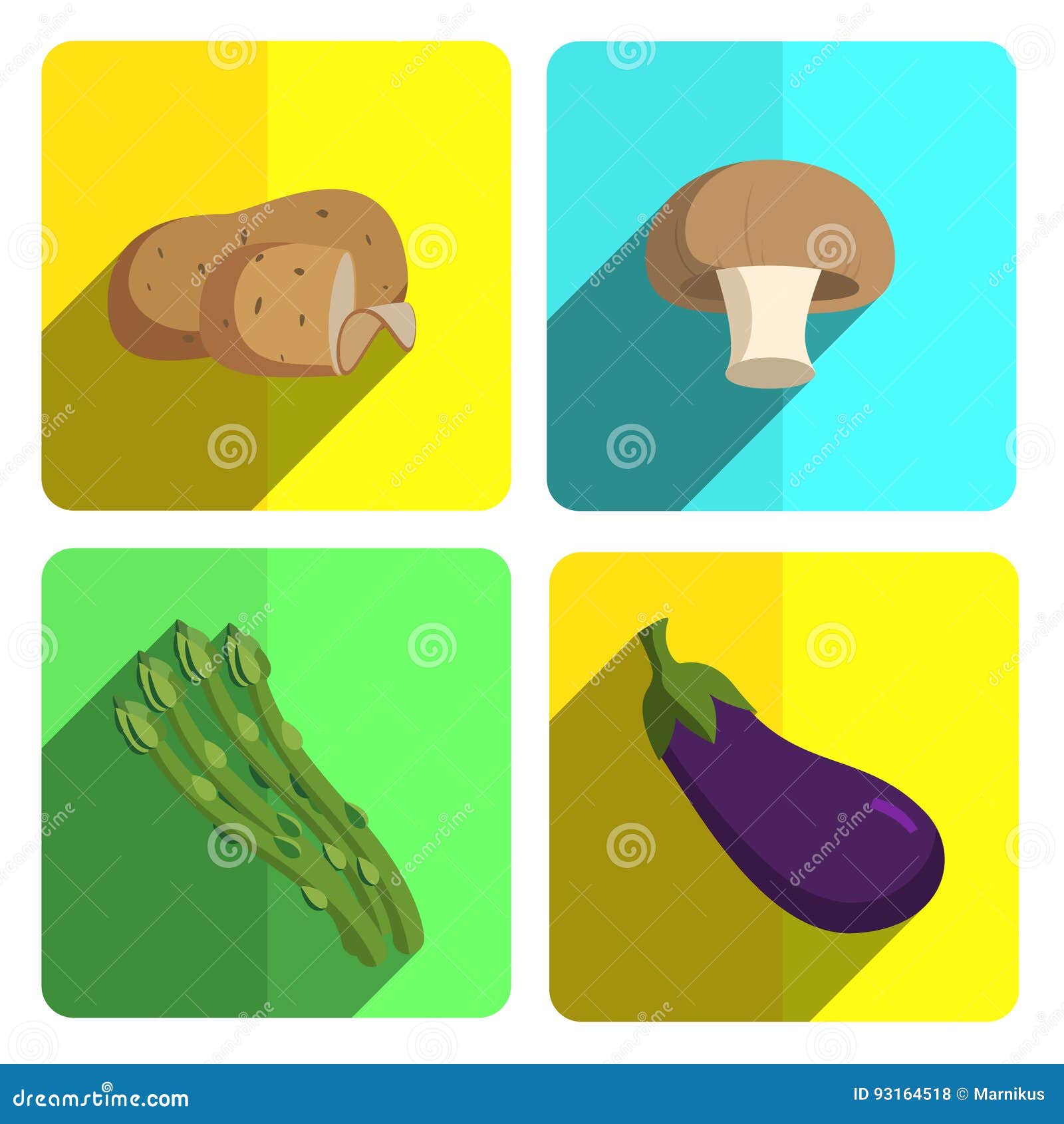 Colorful Vegetable Icon Set on Bright Background Stock Vector ...