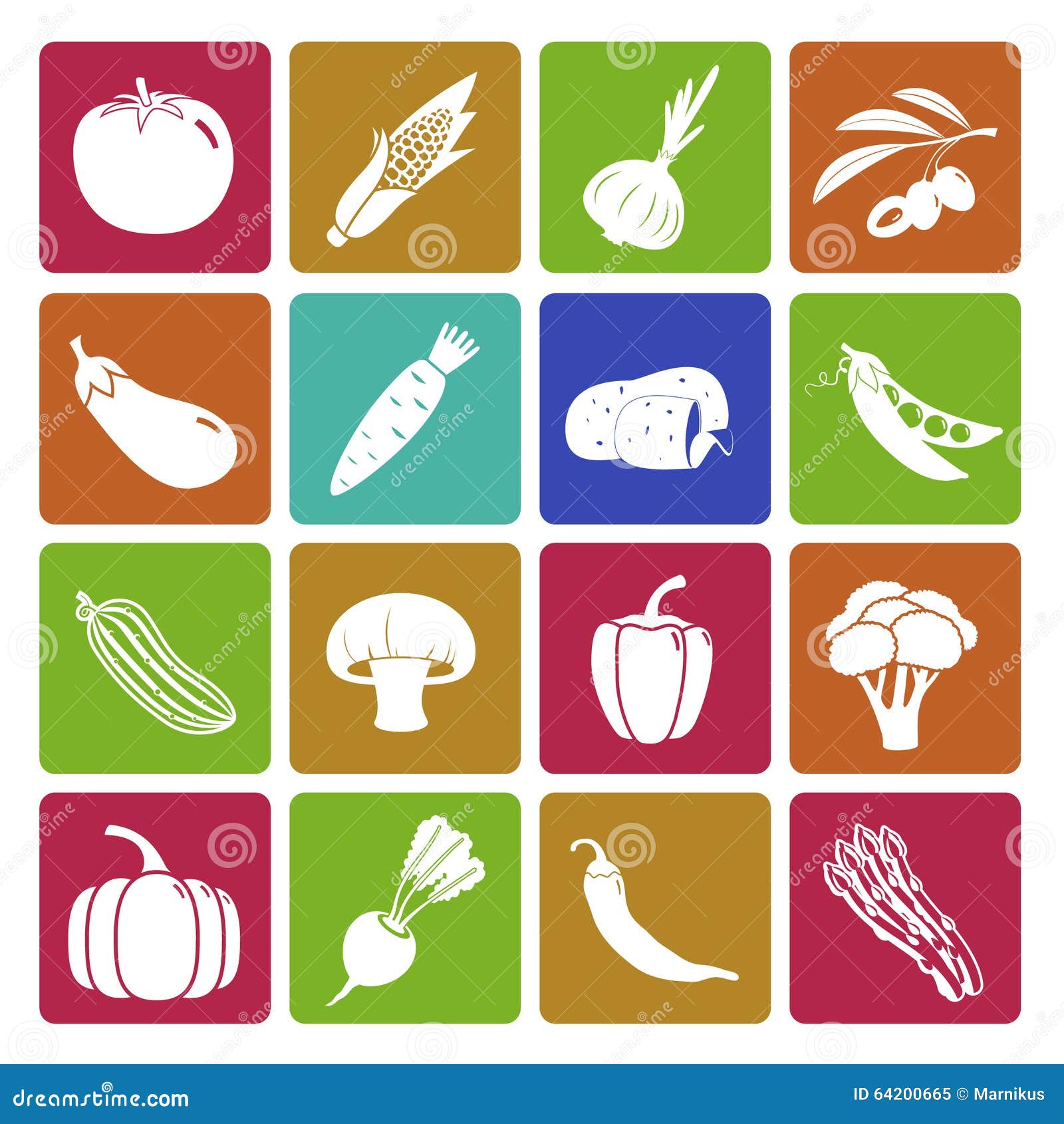 Colorful Vegetable Icon Set Stock Vector - Illustration of decorative ...