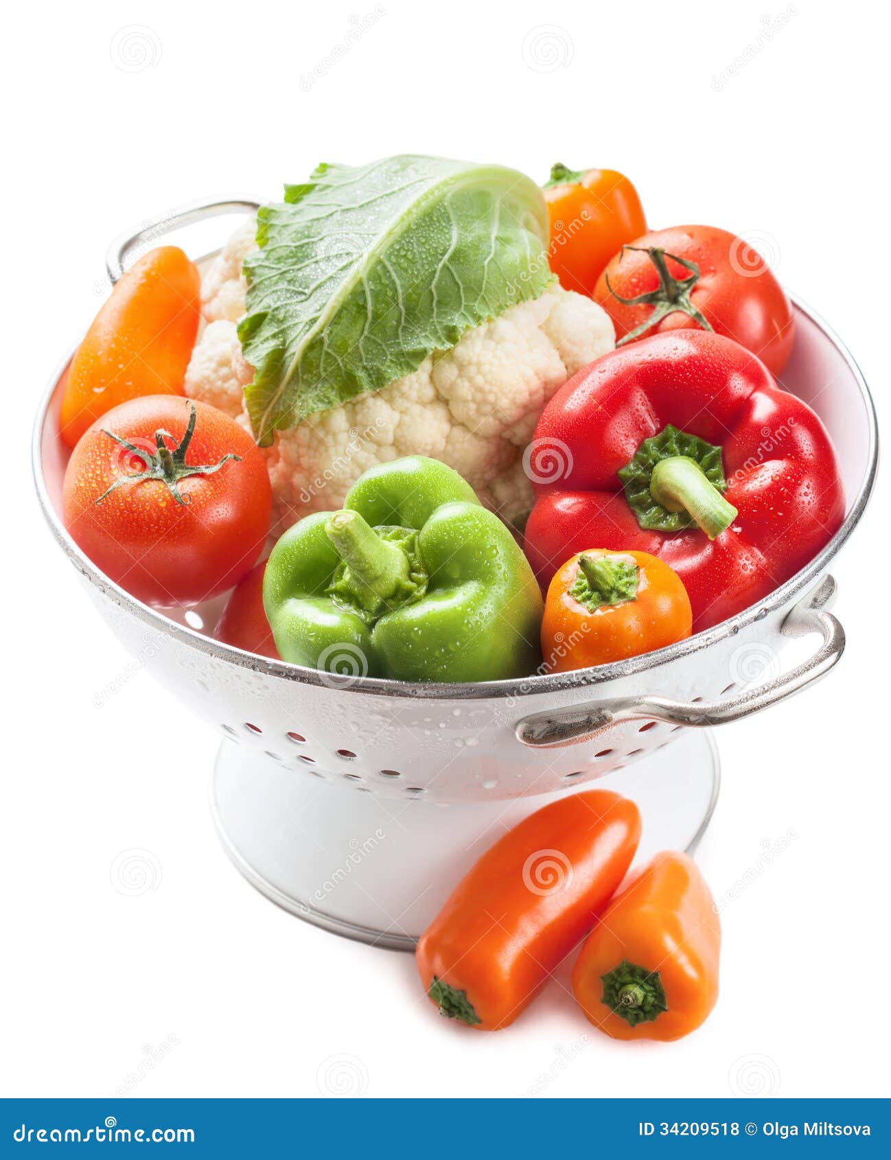 Colorful Vegetables in Colander Isolated Stock Photo - Image of health ...