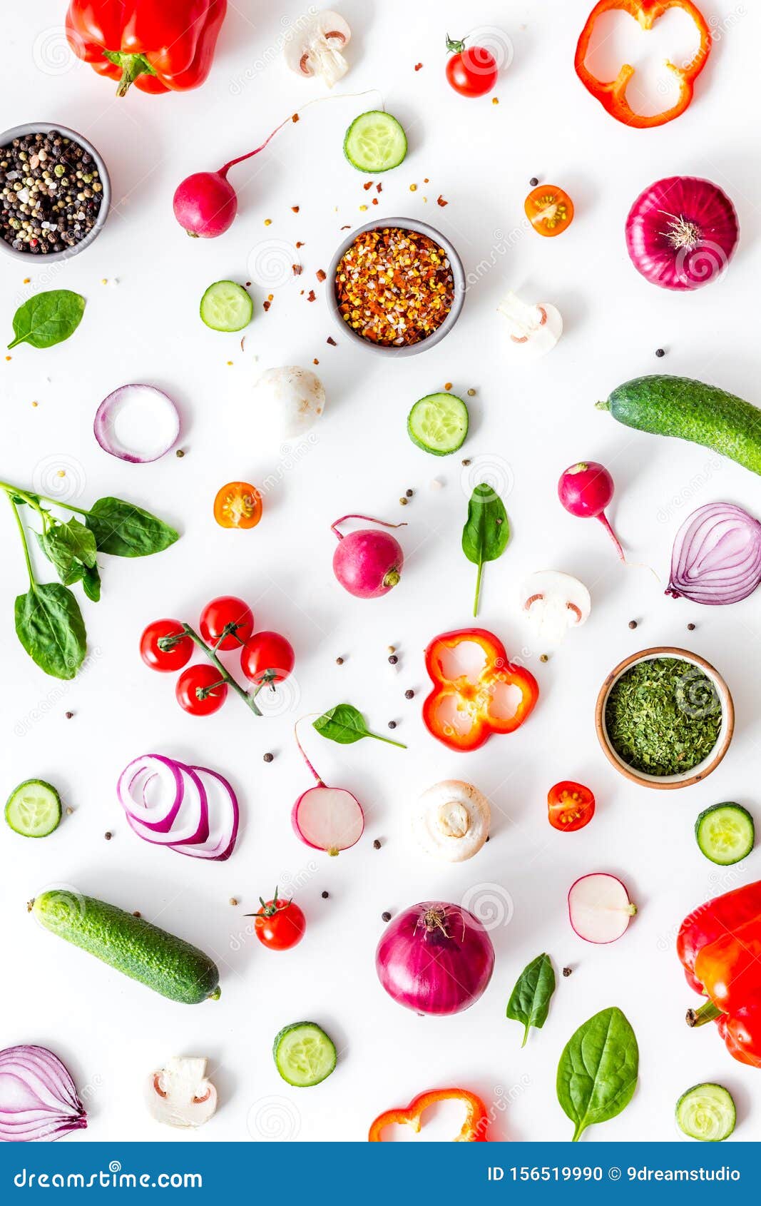 Colorful Vegetables Pattern for Cooking Design on White Background Top ...