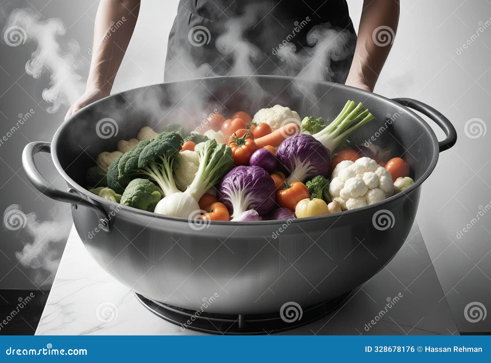 Colorful Vegetables in a Steaming Pot Stock Illustration - Illustration ...