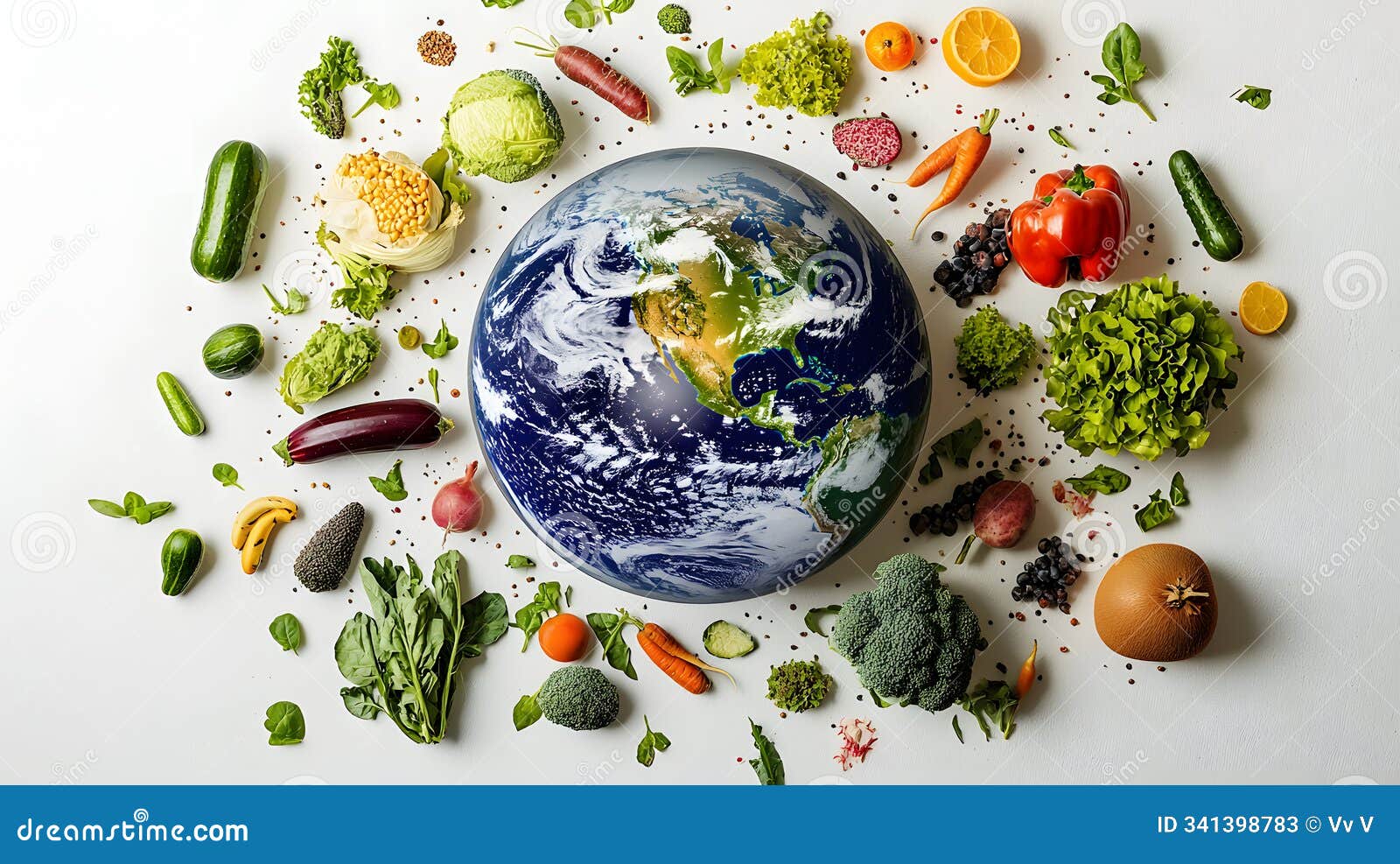 Colorful Vegetables Surrounding the Earth Globe Stock Image - Image of ...