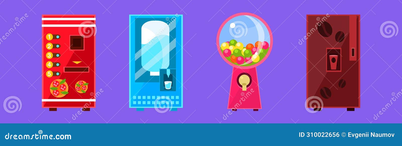 Colorful Vending Machine Sell Different Item Vector Set Stock Vector ...