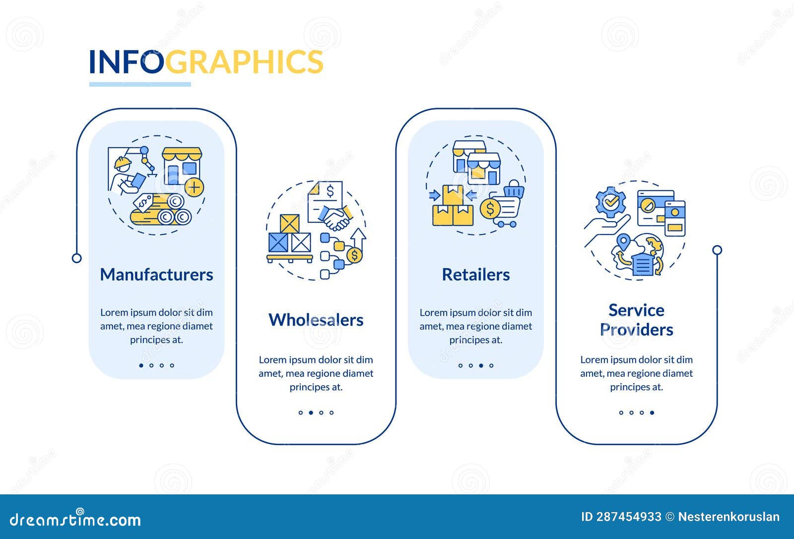 Colorful Vendor Management Layout with Line Icons Stock Illustration ...