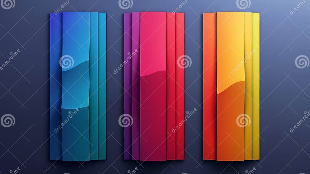 Gradient Rainbow Striped Banners with Shadows on Vertical Display Stock ...