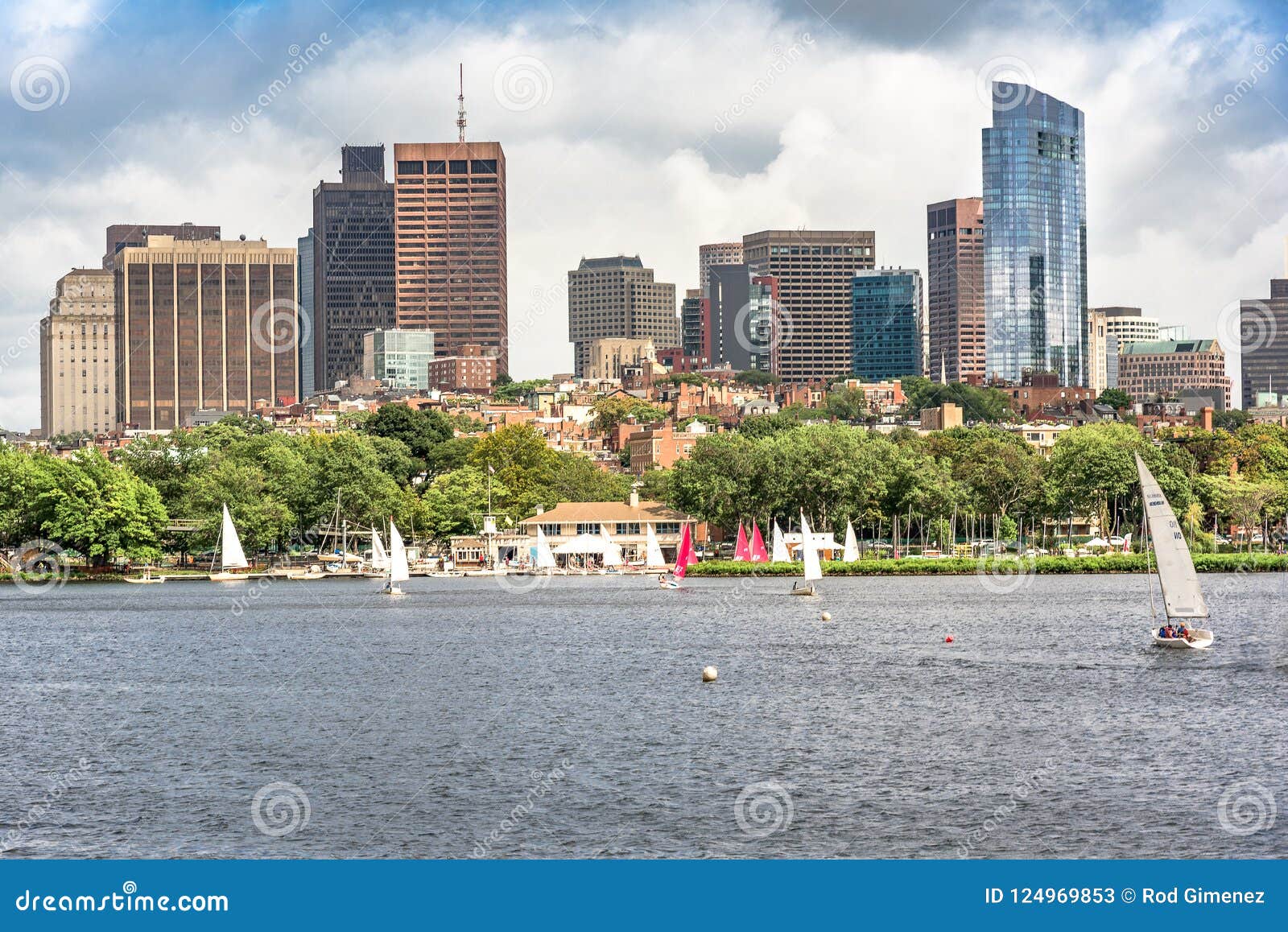 Colorful and Vibrant Boston Skyline during Summer Day Stock Image ...