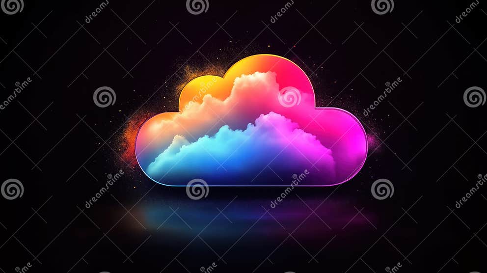 Colorful Vibrant Cloud Graphic Design. Modern Aesthetic Tech Icon ...