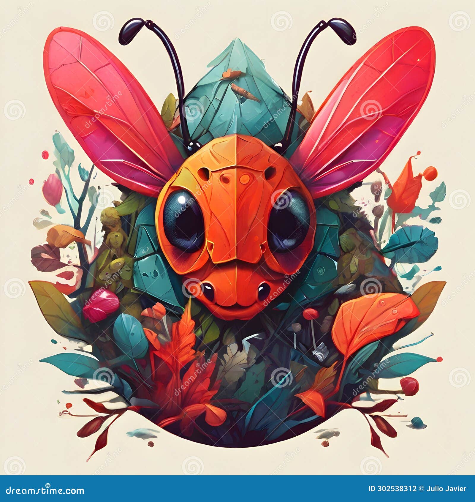 Colorful and Vibrant Fire Ant Facing Front View Stock Illustration ...