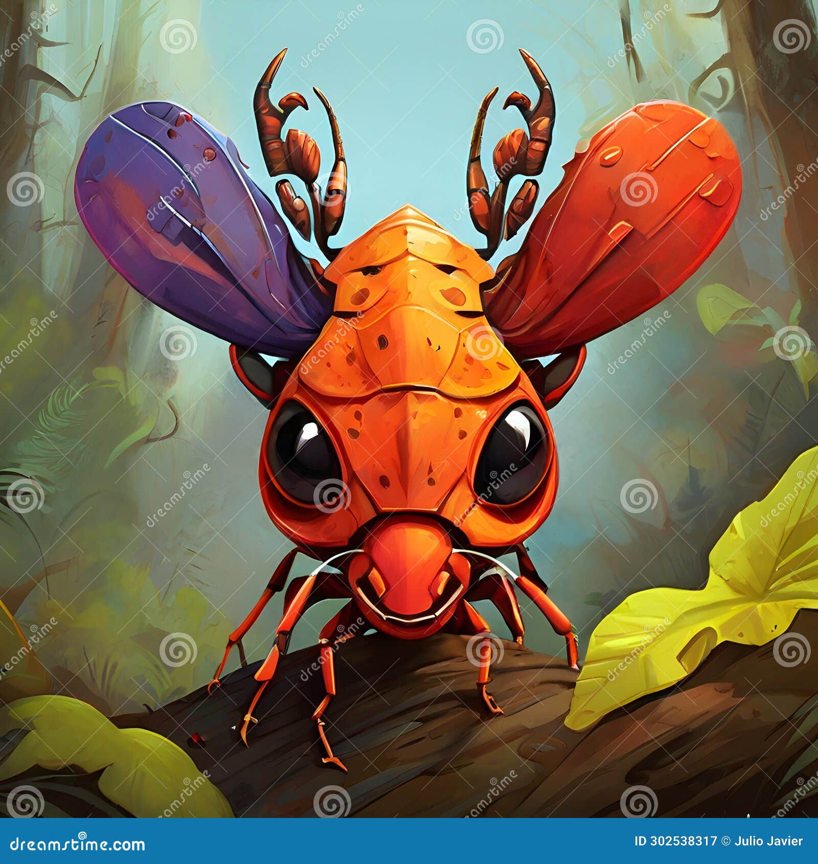 Colorful and Vibrant Fire Ant Facing Front View Stock Illustration ...